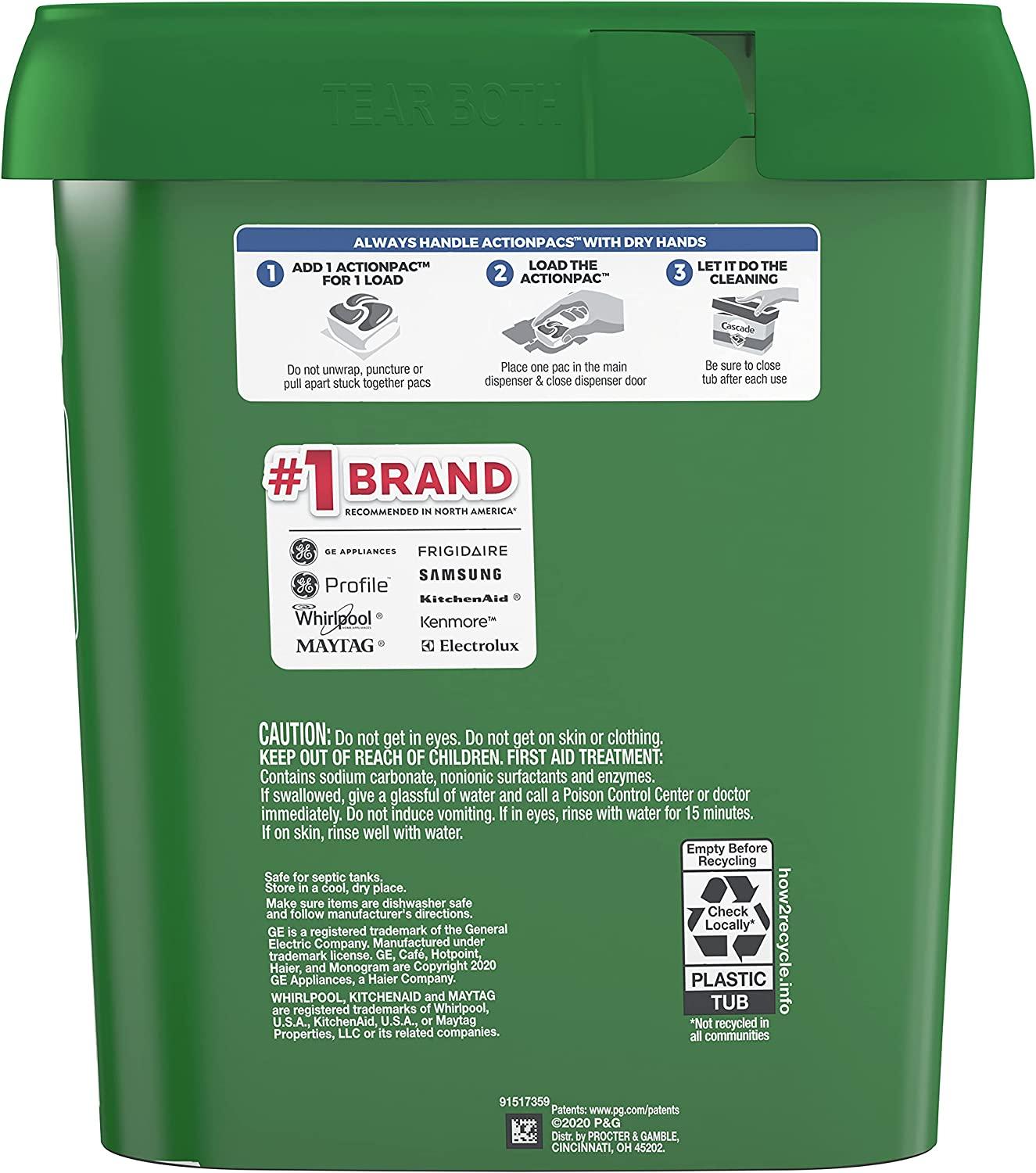 Cascade Complete Dishwasher Pods Actionpacs Detergent 78 Count Lemon ...