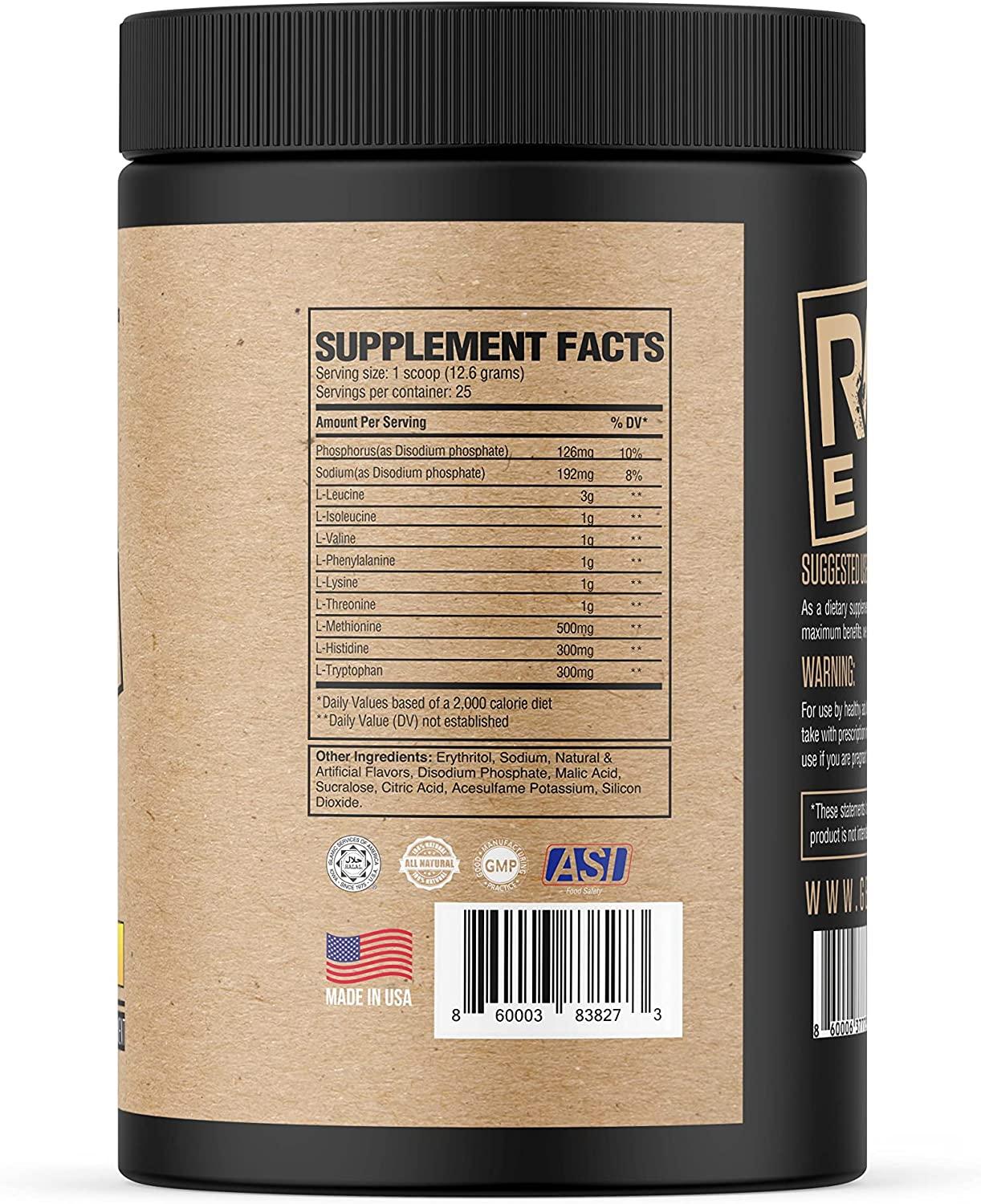 RAW EAA Essential Amino Acids - Pineapple Flavor 11.11oz (25 Servings ...