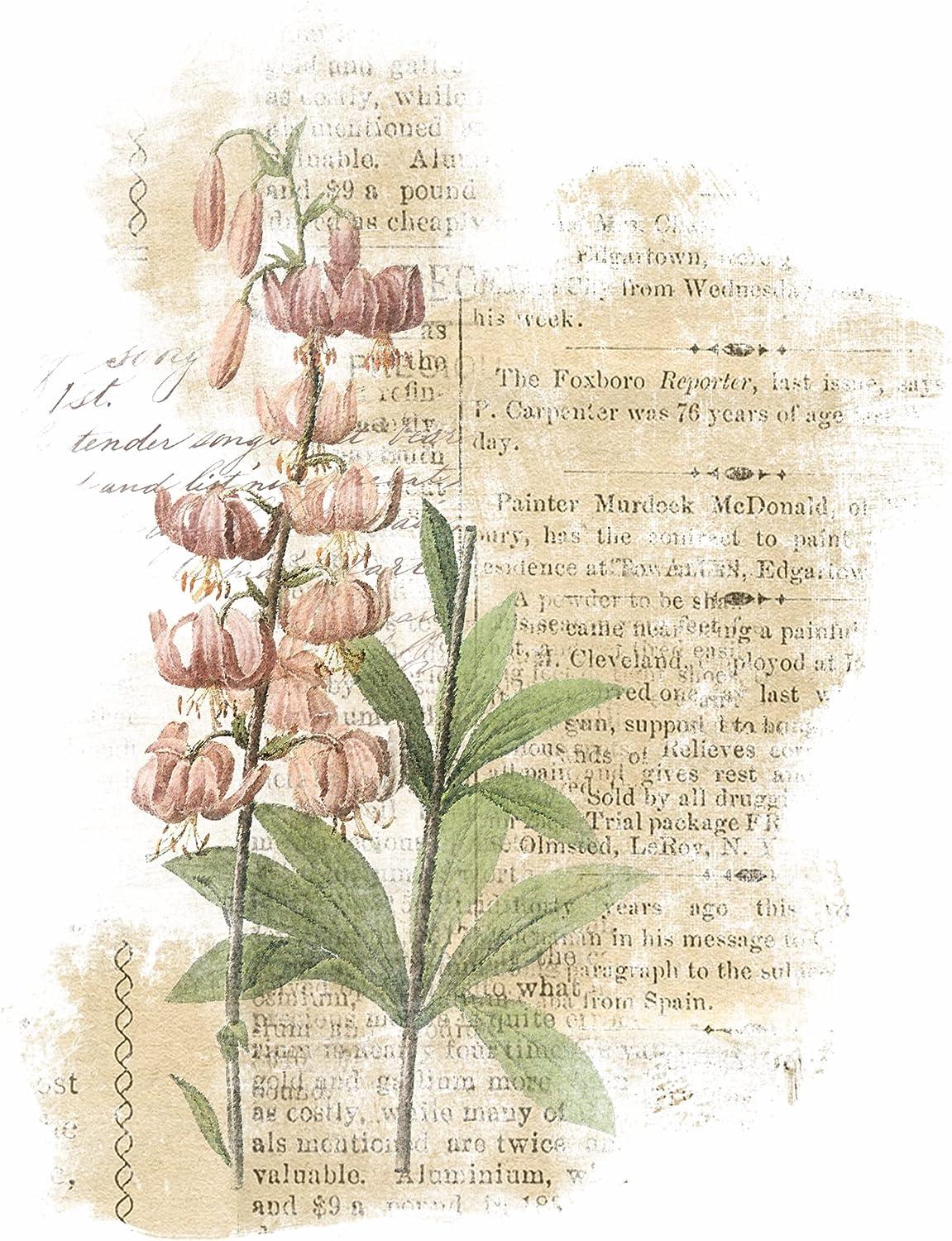 Flower Overlay Rice Paper - 8x10.5 inch, 6 Different Printed Images ...