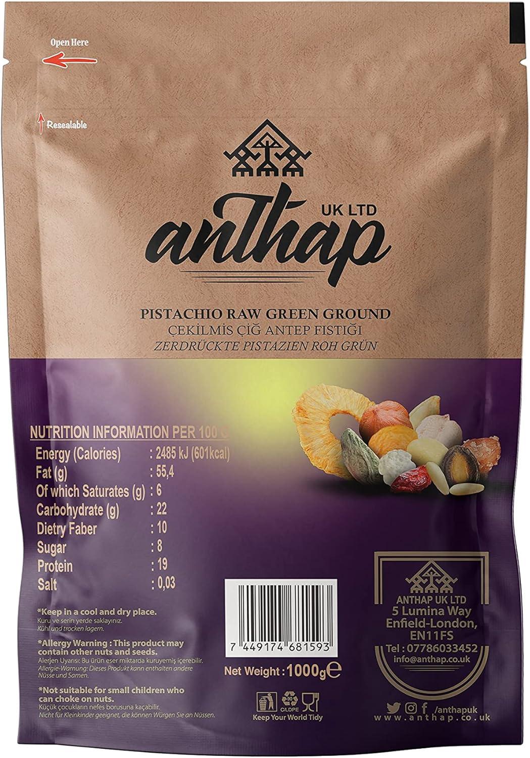 Anthap - Antep Pistachio Raw Boz Green Ground - 1000g Pistachio 1000 ...