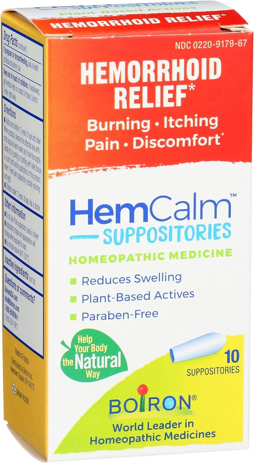 Boiron HemCalm Suppositories Hemorrhoid Relief 10 Suppositories Pack of 1