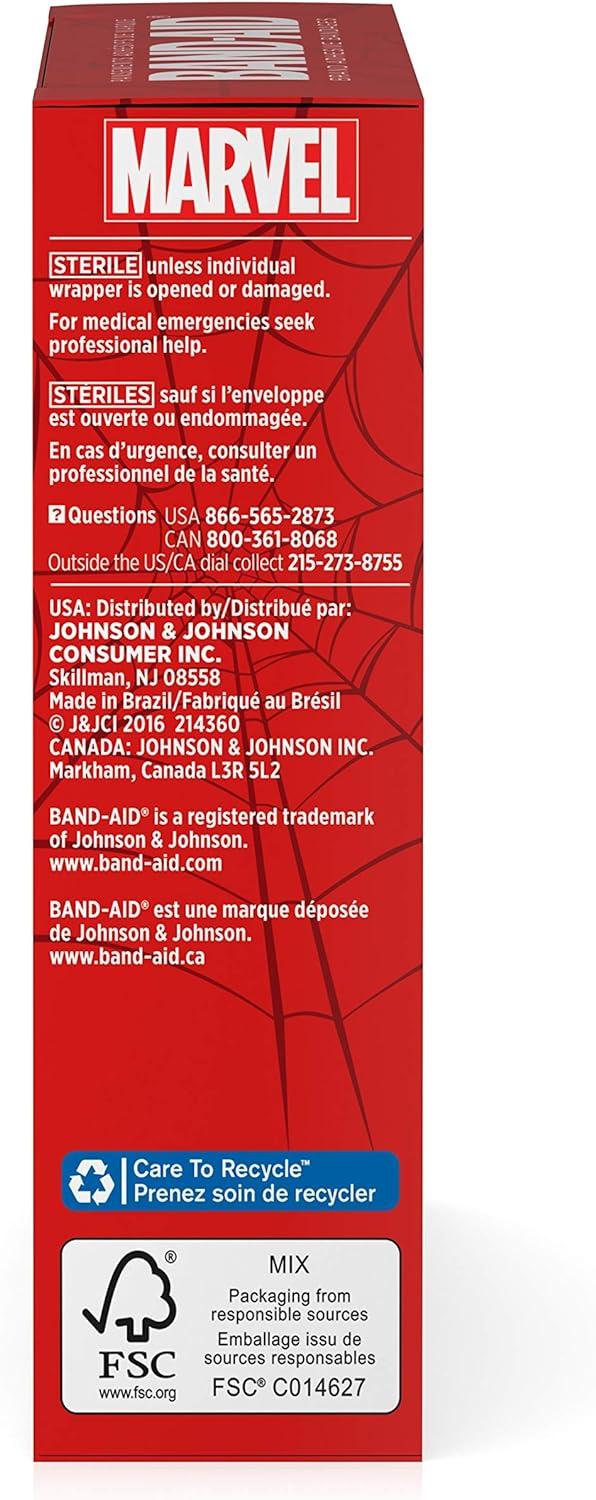 Band-Aid Marvel Spiderman Adhesive Bandages for Kids - 40 Assorted ...