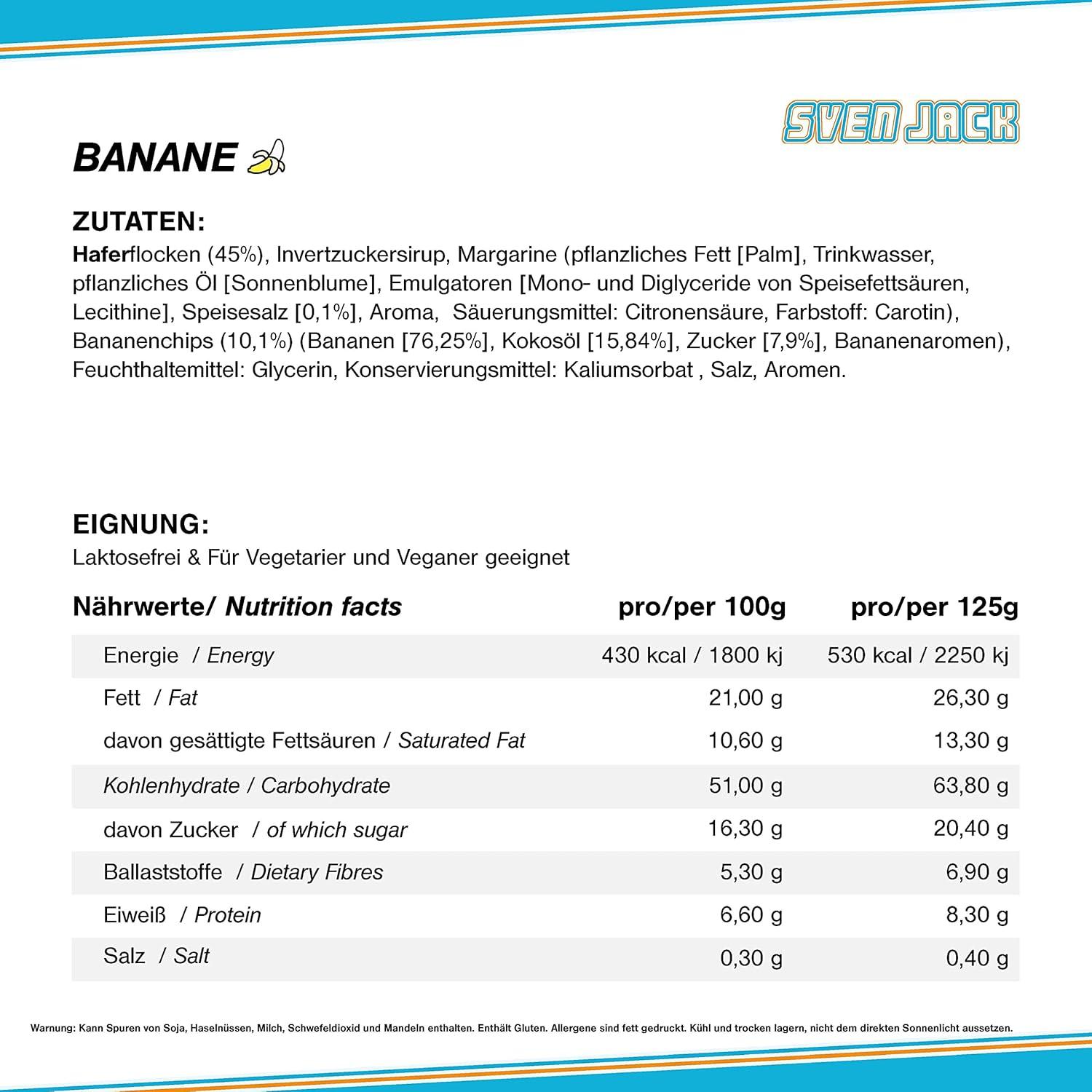 Sven Jack Energy Cake - Banana 24x125g | High-Calorie Endurance Bar for ...