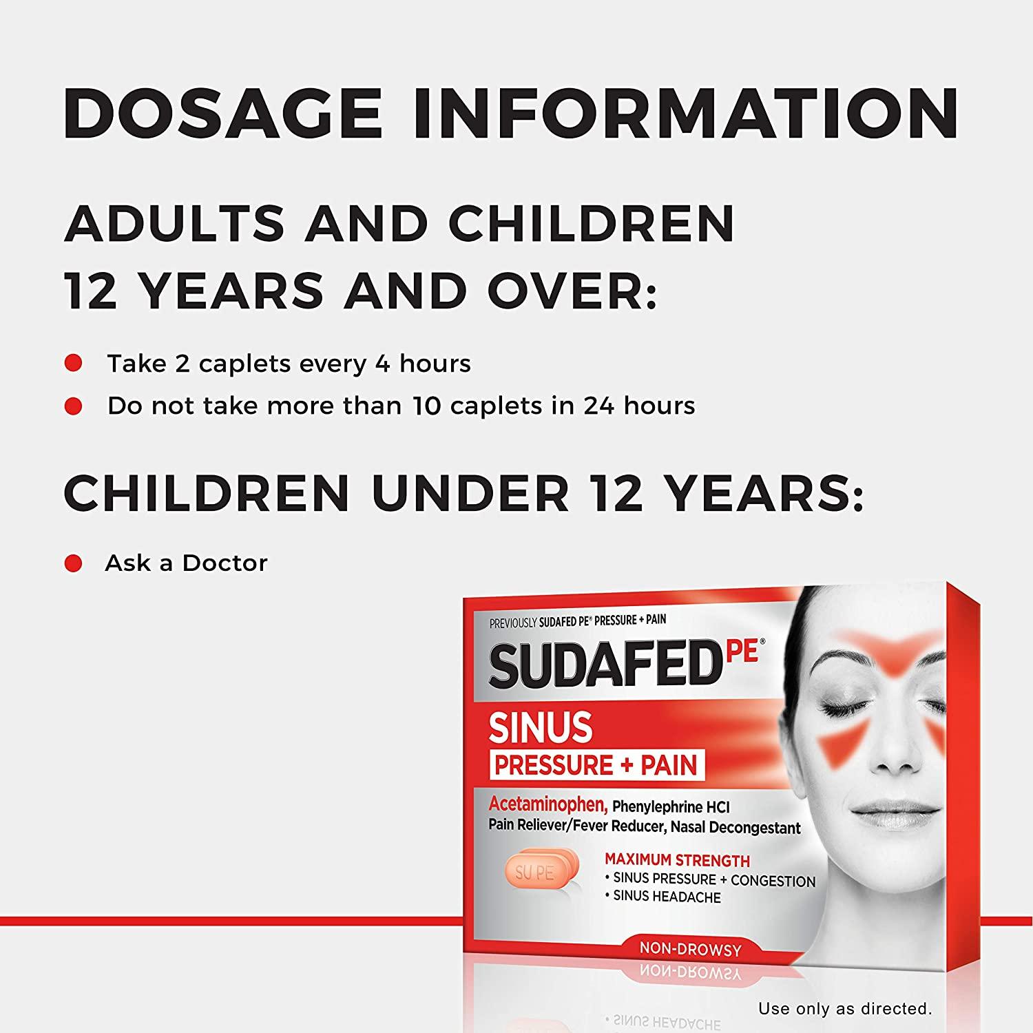 Sudafed PE Sinus Pressure + Pain Relief Maximum Strength Non-Drowsy ...