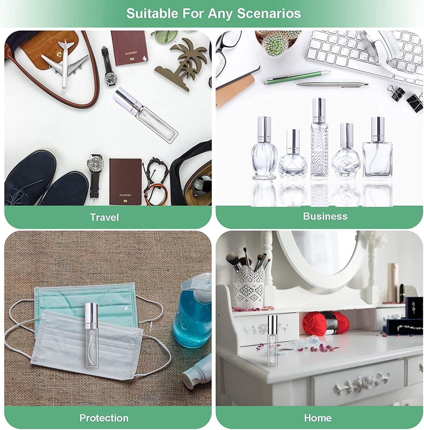 H&D Crystal Vintage Refillable Perfume Bottle Set - 5 Glass Atomizers ...