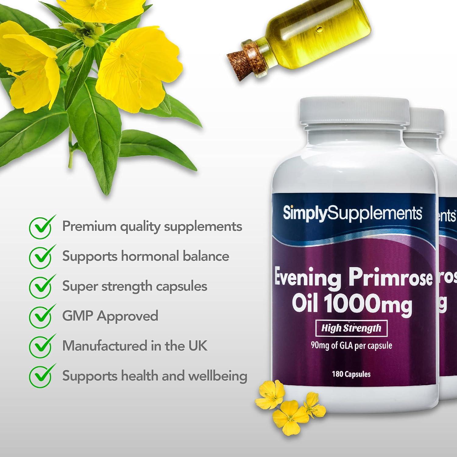 Evening Primrose Oil 1000mg | 360 Capsules | UK Made for Quality | Buy ...