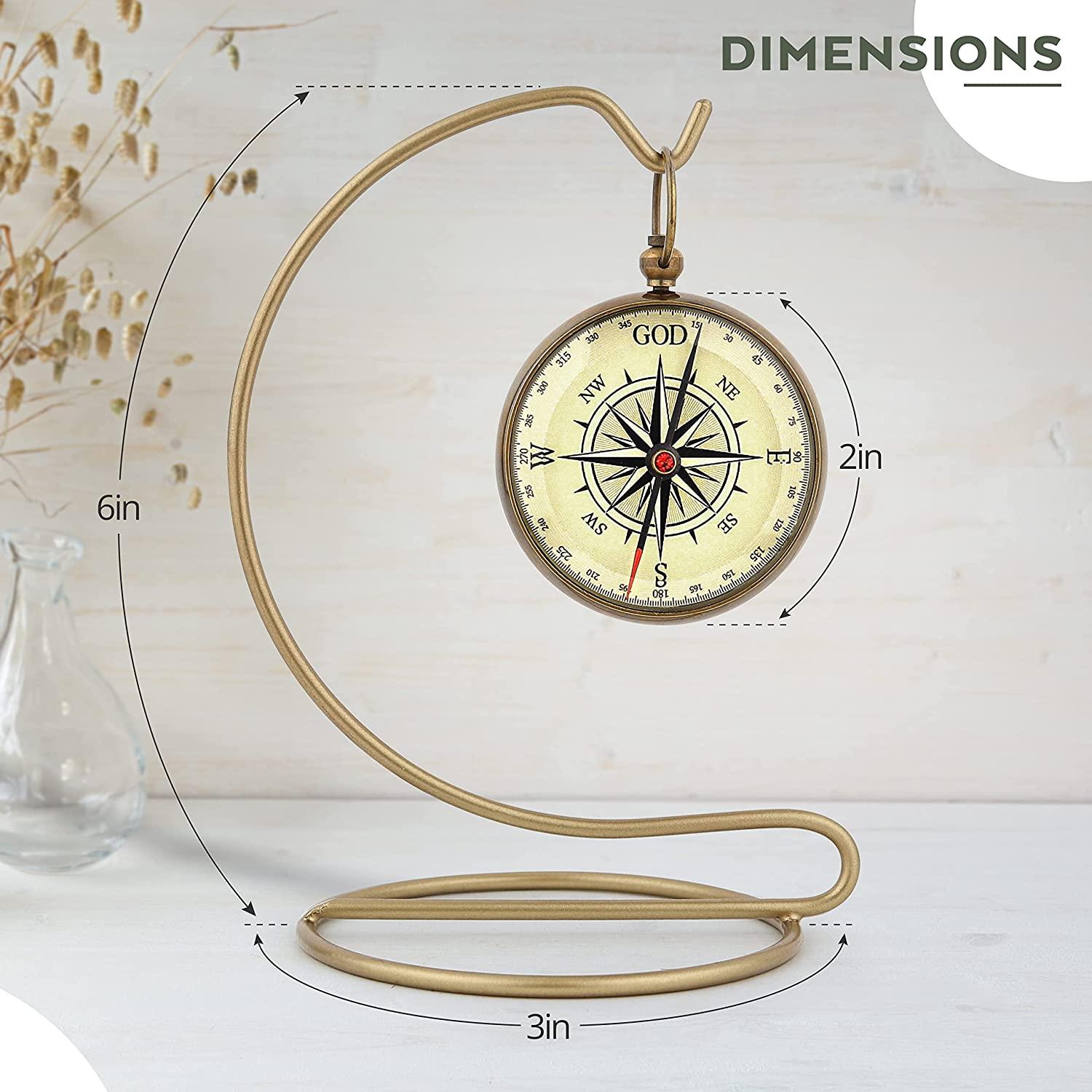 God is My Guide Brass Compass with Stand - Engraved Scripture Prayer ...