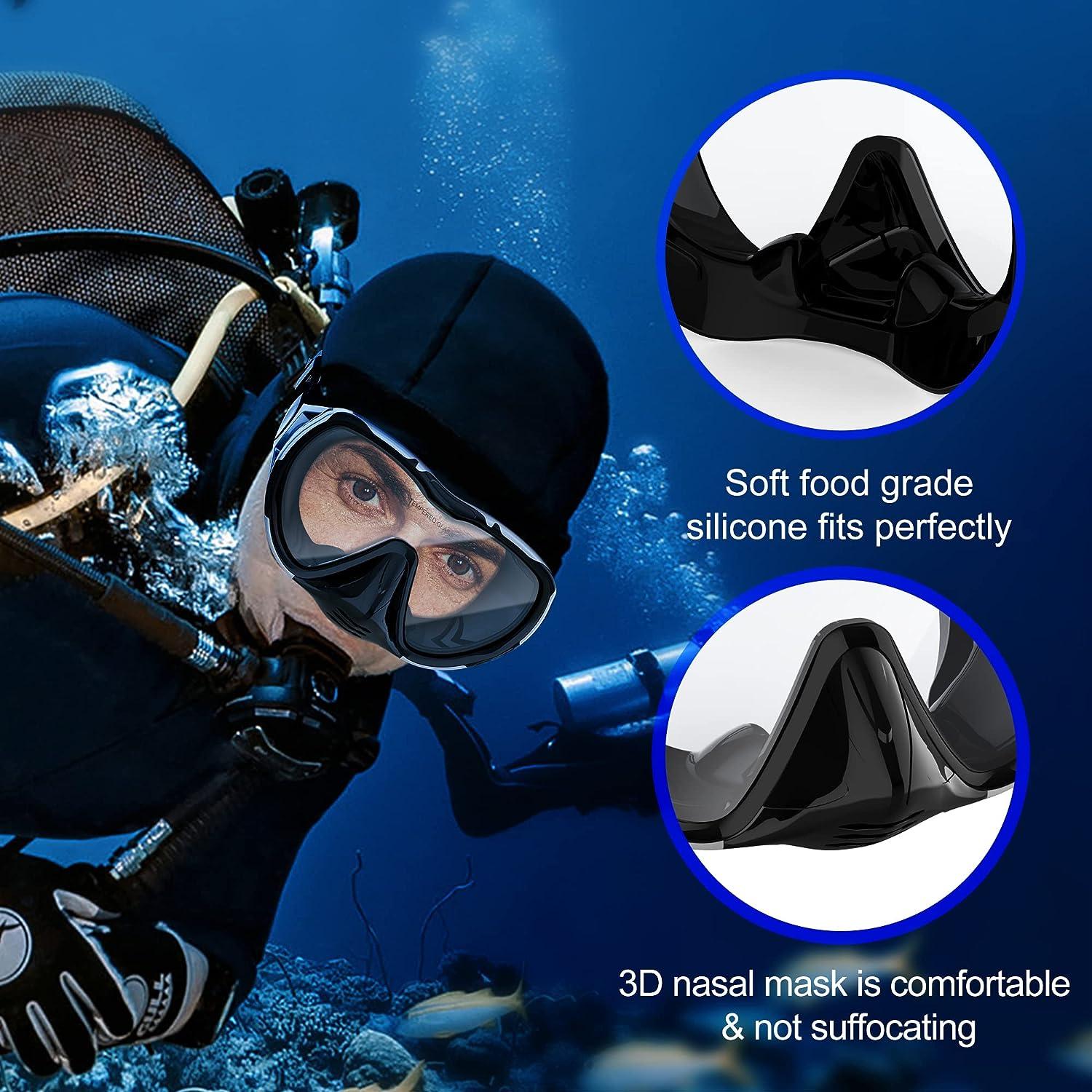 RABIGALA Adult Snorkel Diving Mask | Anti-Fog Tempered Glass | 180 ...