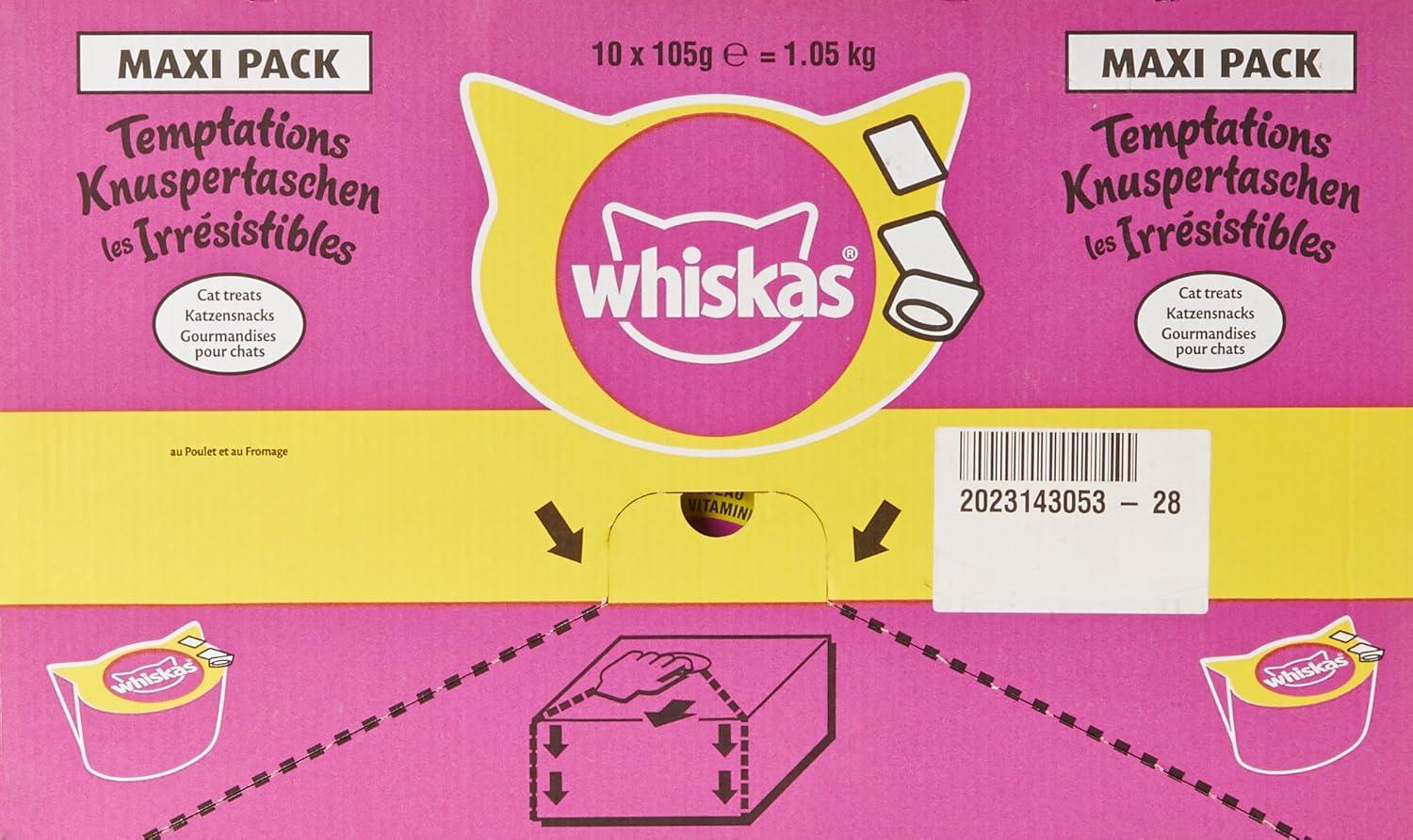 Buy WHISKAS Les Irr sistibles Chicken & Cheese Maxi Pack (105g x10 ...