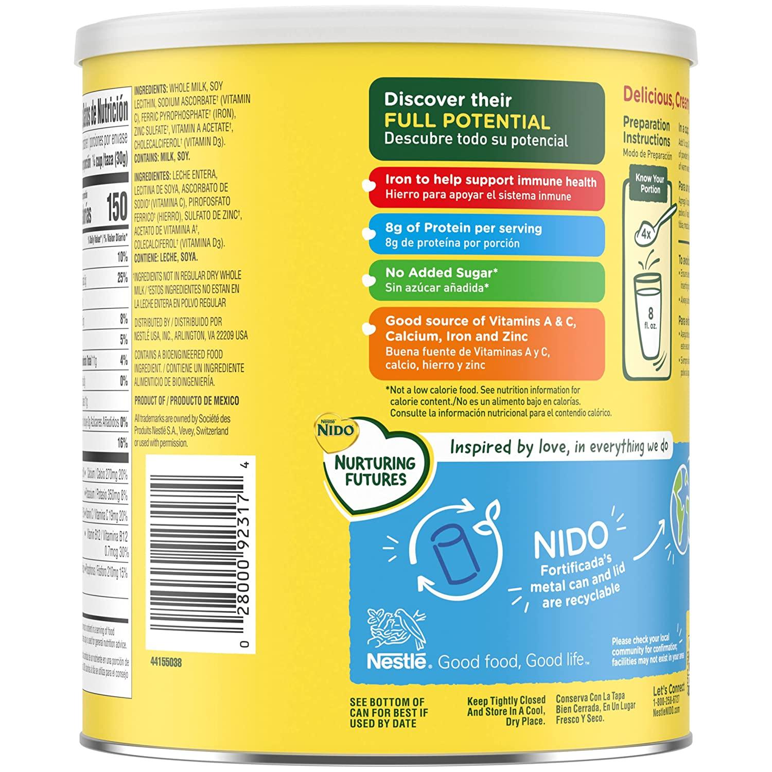 NIDO Full Cream Milk Powder 12x800g - 1.76 lb (Pack of 1) | Fortified ...