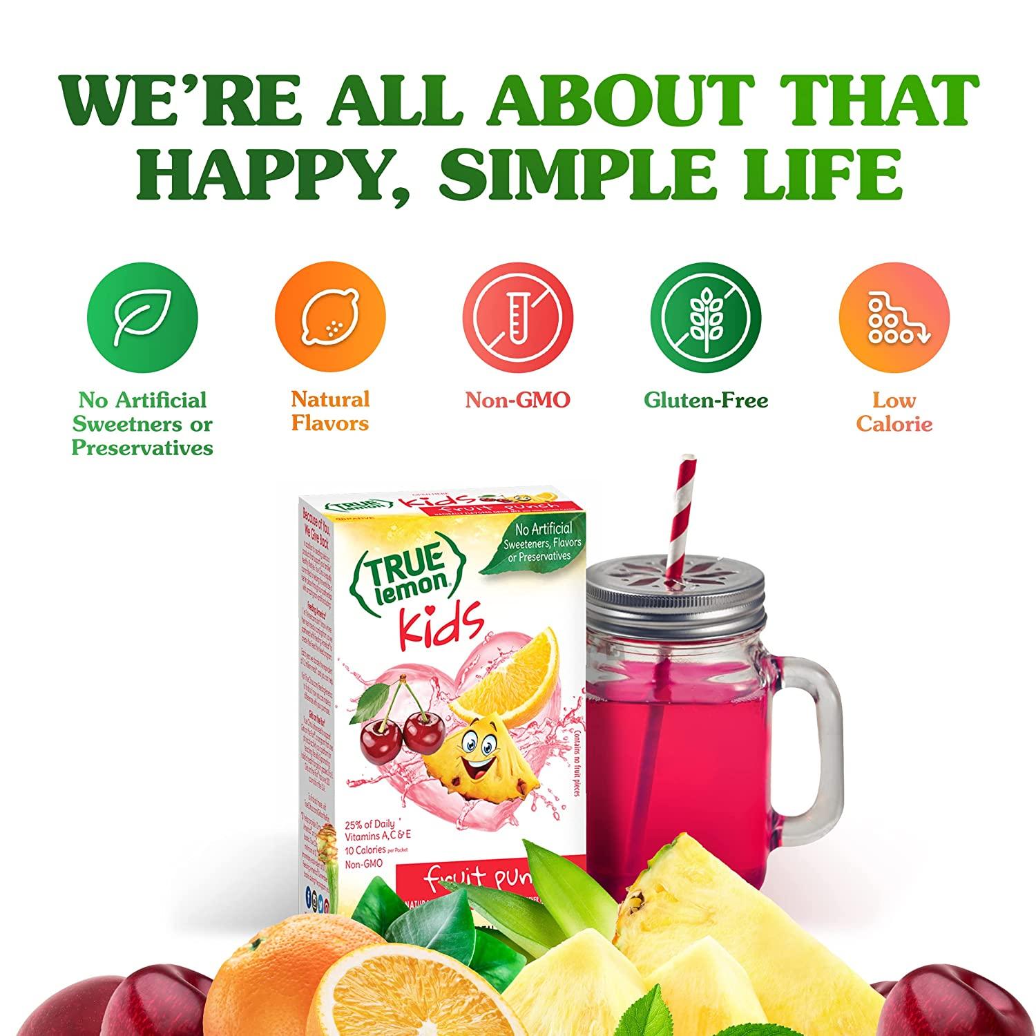 TRUE LEMON KIDS Fruit Punch - 10 Packets for Hydration - No ...