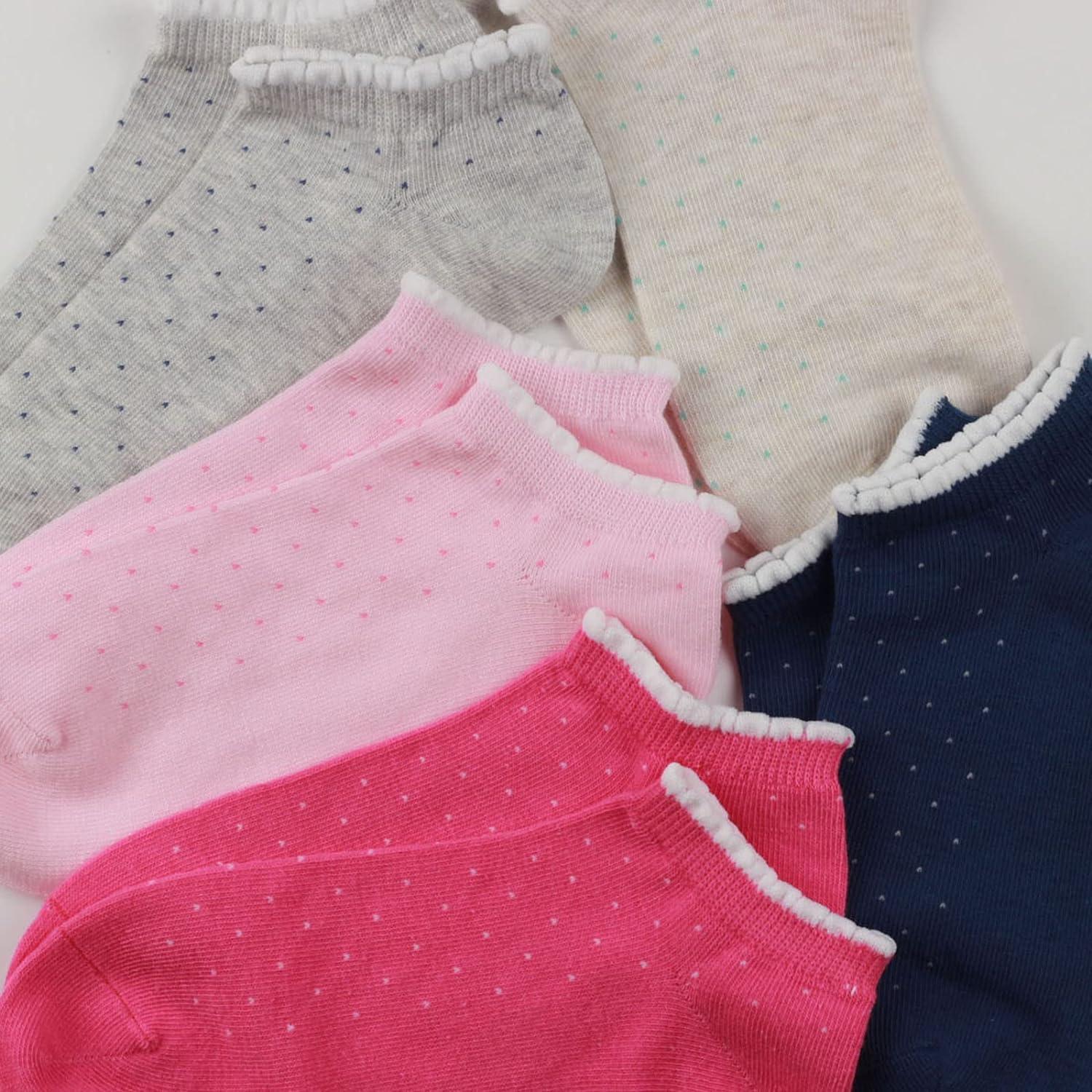 COTTON DAY Kids Girls Fashion Low Cut Ankle Shorty Socks Spotty Pattern ...