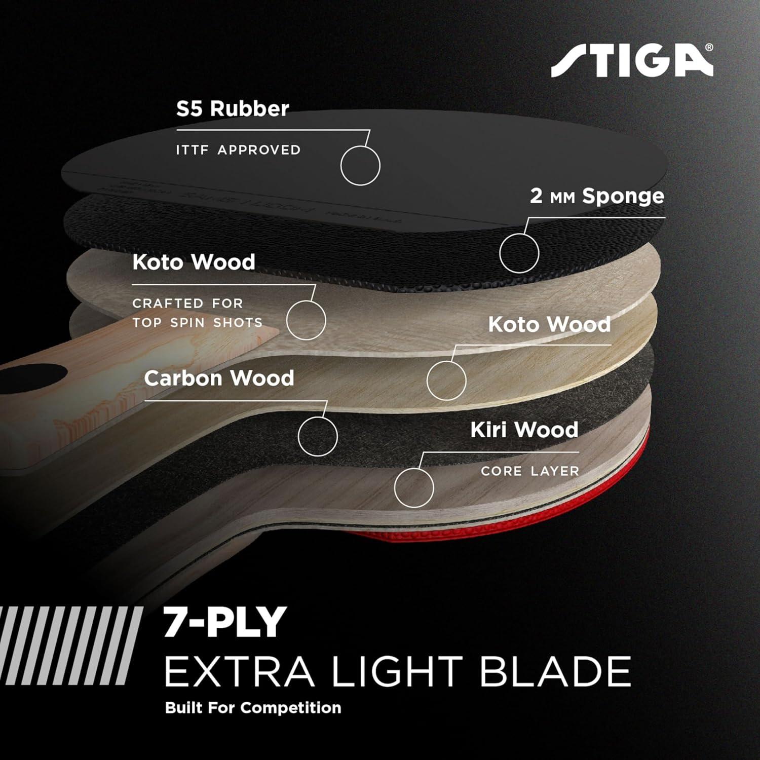 STIGA Raptor Table Tennis Racket - Tournament Level Ping Pong Paddle ...