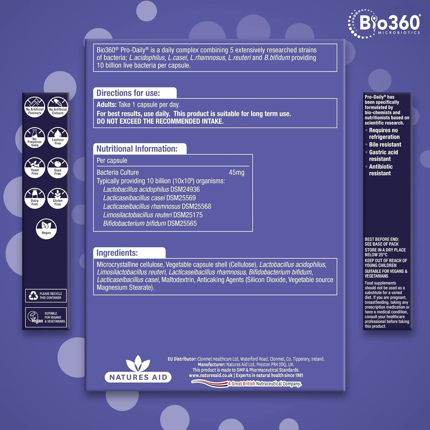 Natures Aid Bio360 Pro-Daily 10 Billion Bacteria | 30 Capsules | Buy ...