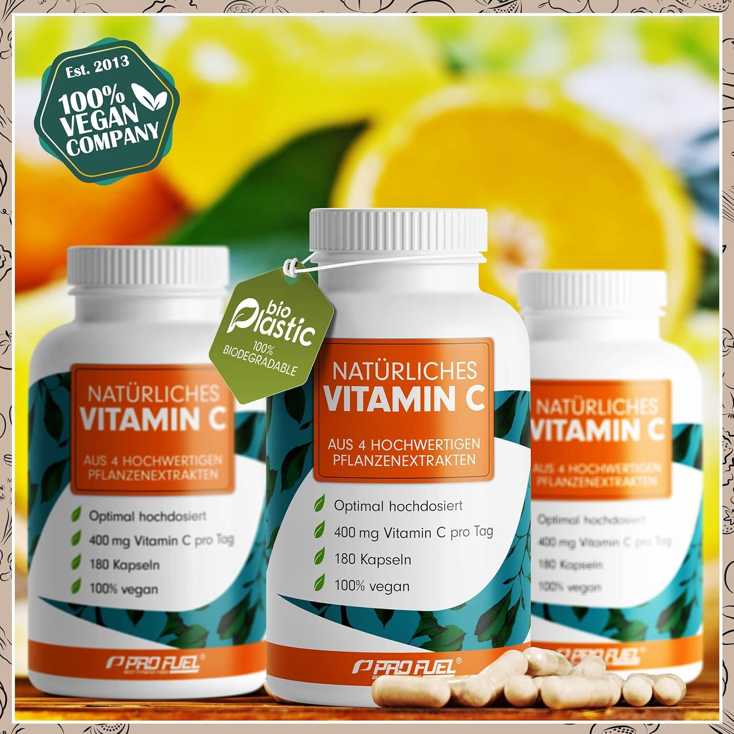 Natural Vitamin C Capsules - 180 Count - 400mg Daily Dose from Amla ...