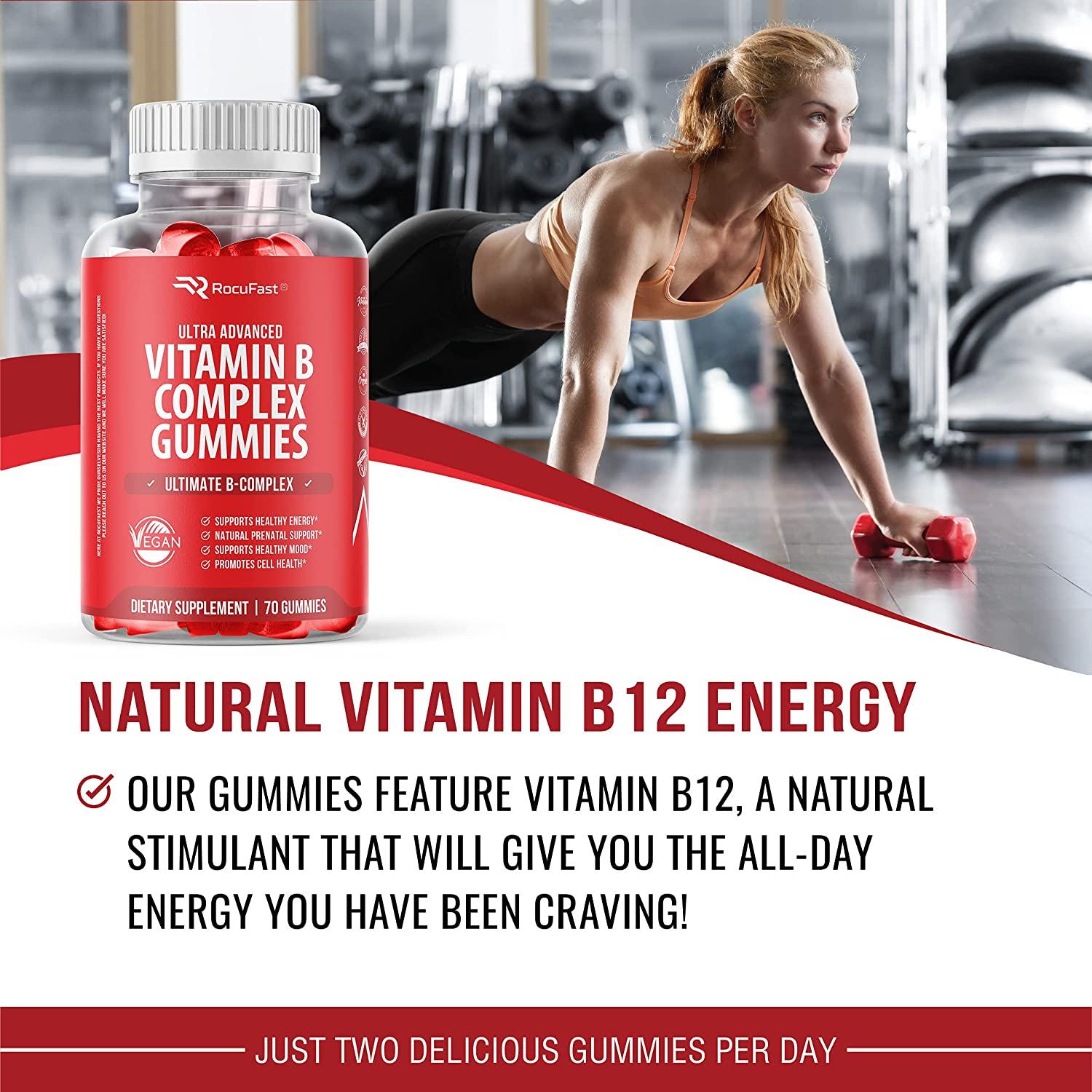Vitamin B Complex Gummies - Energy Supplement with B12, B3, B5, B6, B7 ...