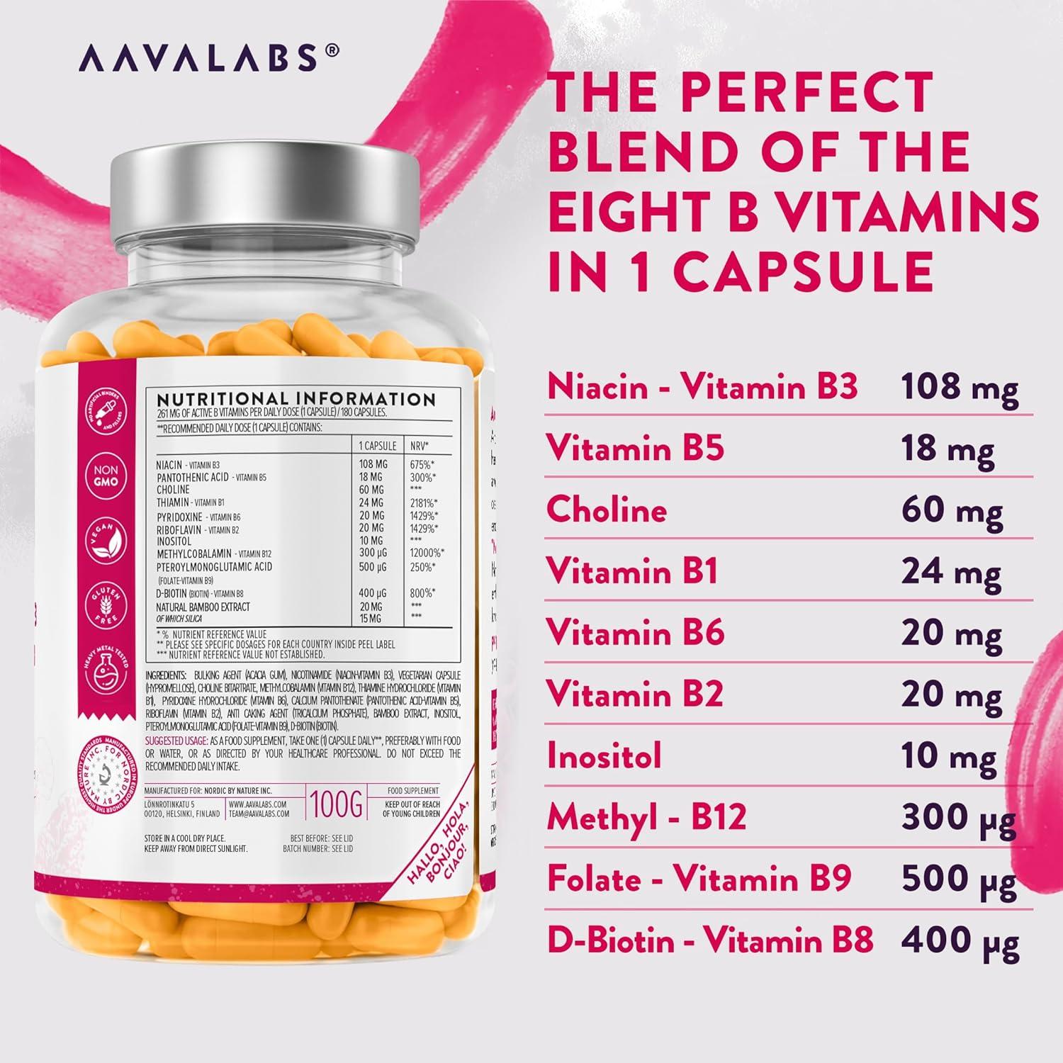 High Strength Vitamin B Complex - 180 Capsules, Essential B-Vitamins ...