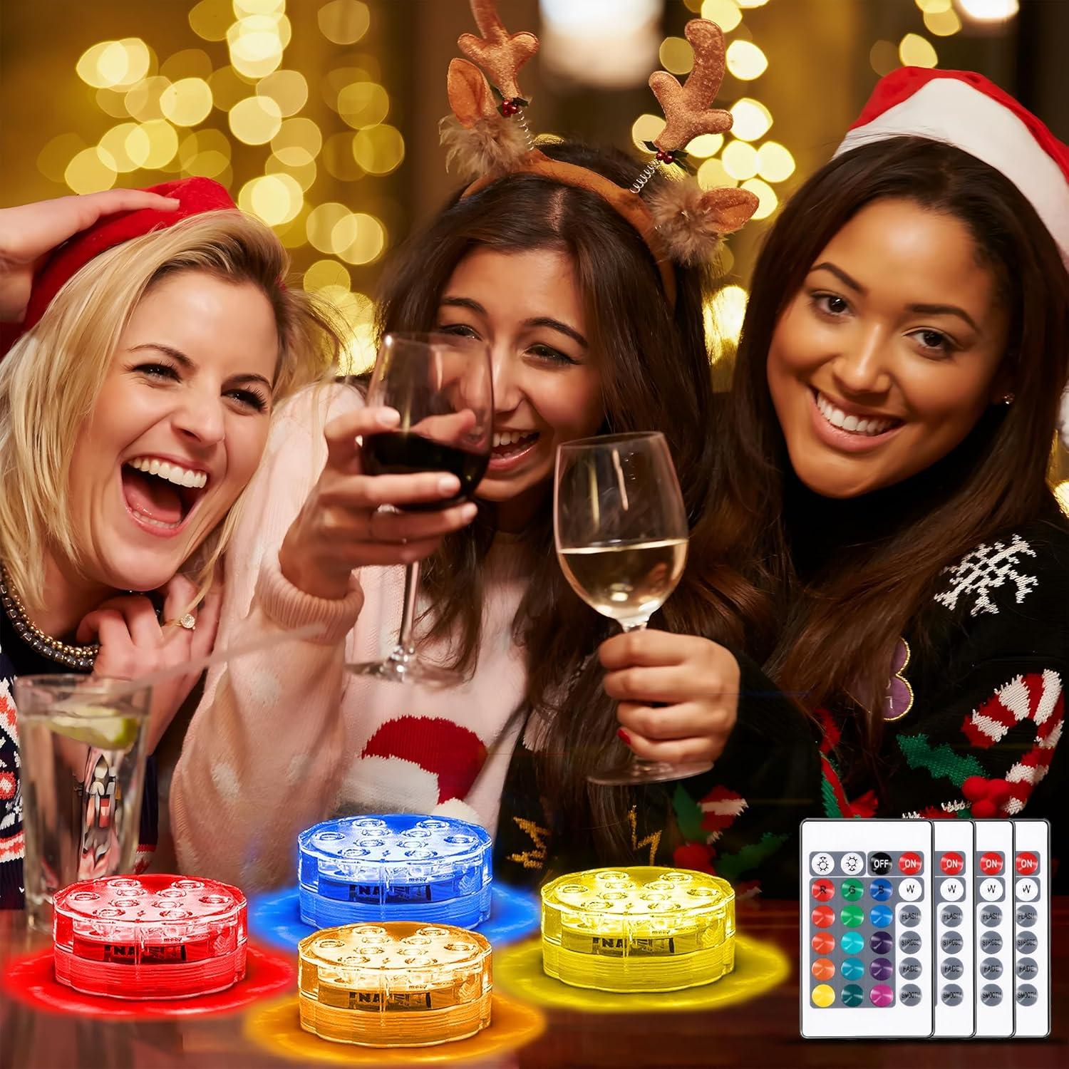 Daphomeu Underwater RGB Lights with Remote Control - Waterproof Battery ...