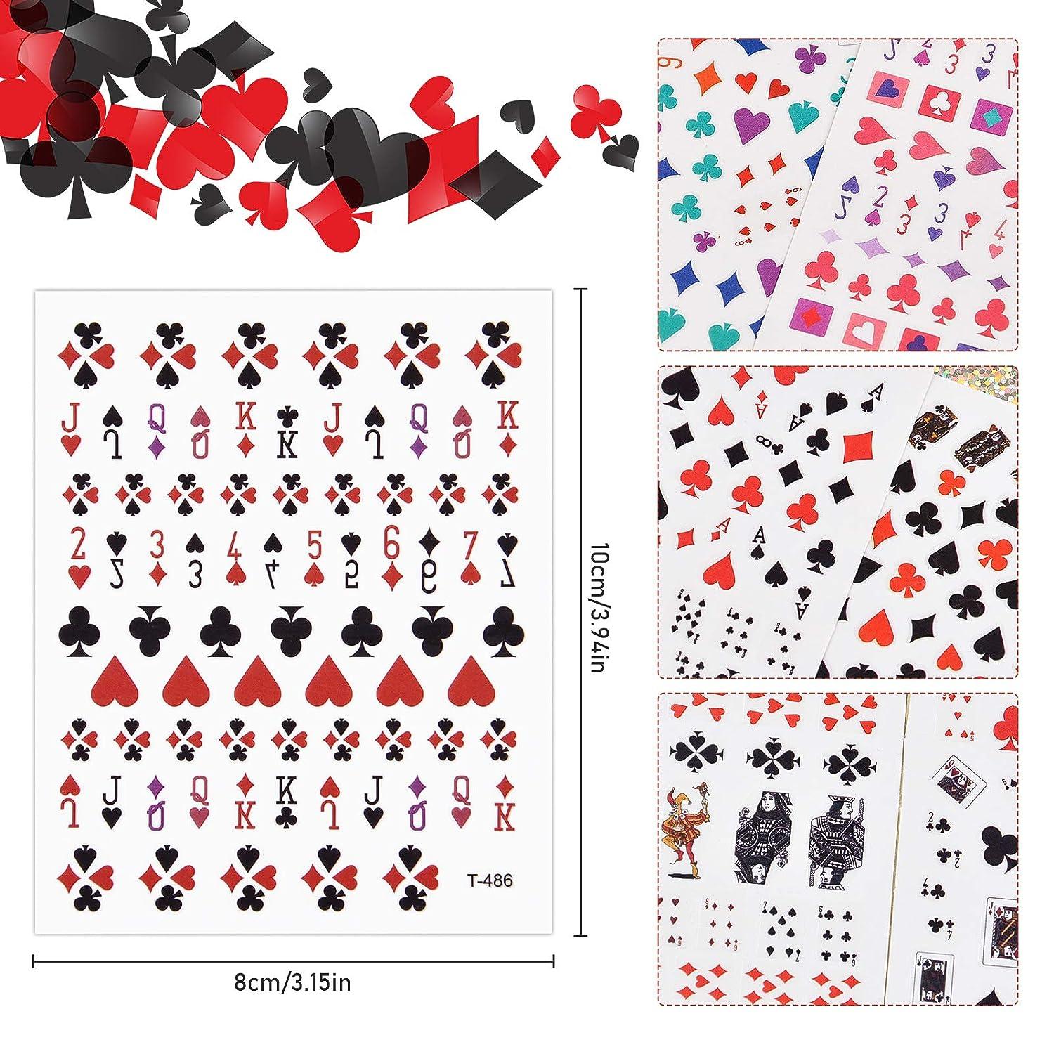 EBANKU Poker Nail Art Stickers - 10 Sheets Playing Card Style Decals ...