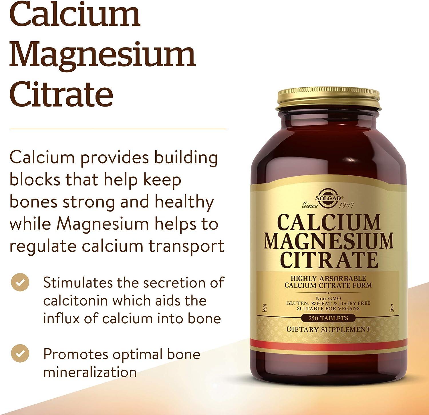 Solgar Calcium Magnesium Citrate 250 Tablets | Supports Healthy Bones ...