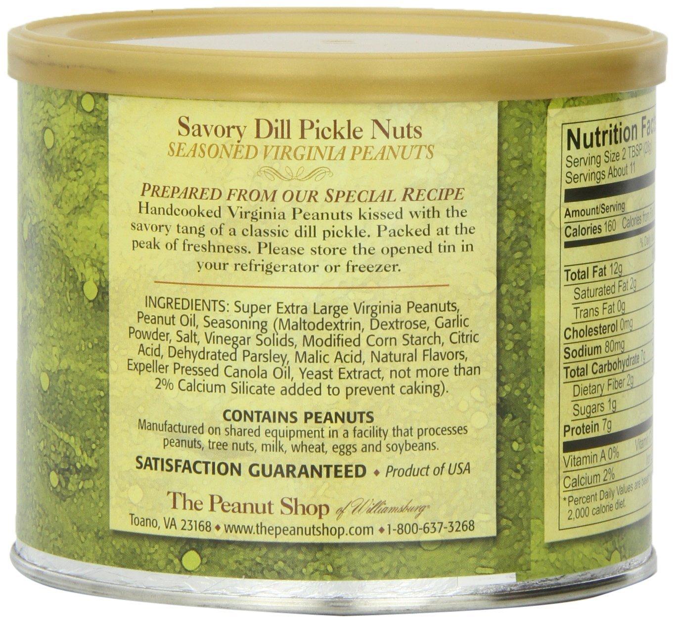 The Peanut Shop of Williamsburg Savory Dill Pickle Nuts 10.5 oz Tin - Gourmet Snack | Buy Now ...
