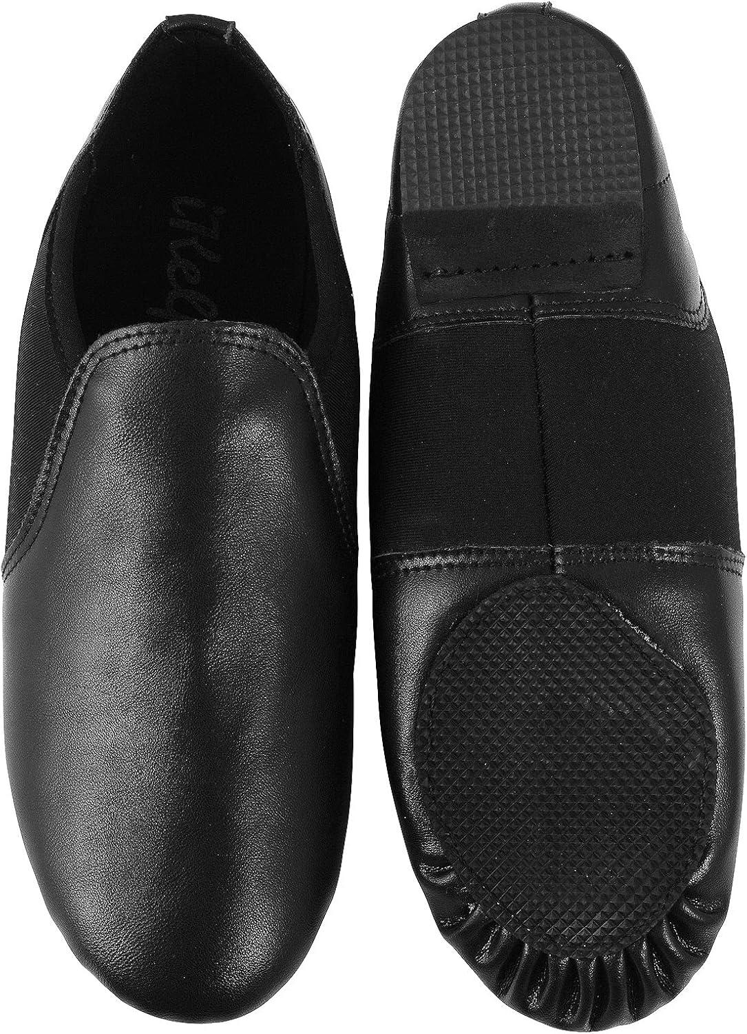 Buy Pure Black Leather Jazz Dance Shoes for Adults & Children - Modern ...