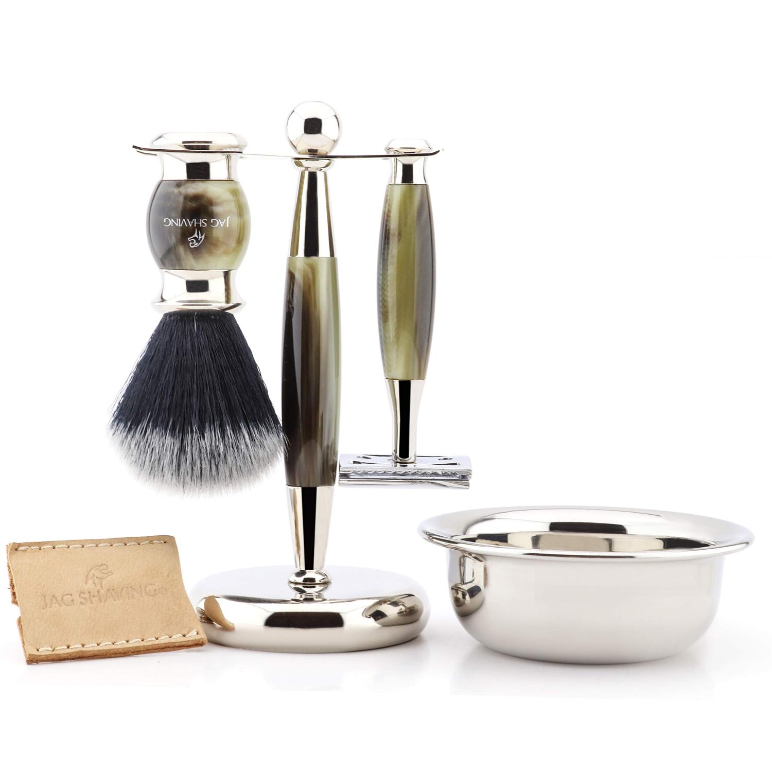 Jag Men's Shaving Set | Double Edge Safety Razor Synthetic Hair Brush ...