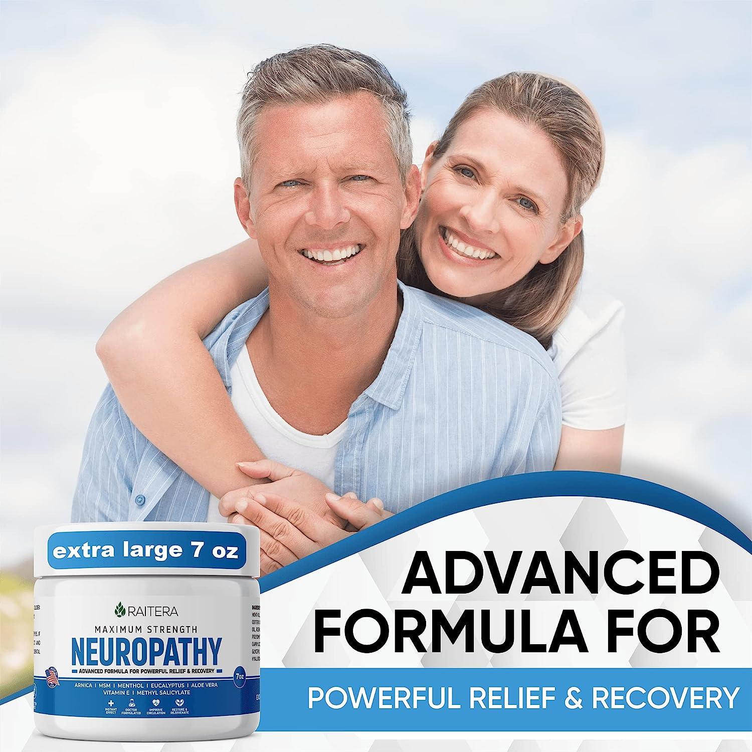 Raitera Neuropathy Relief Cream 7 oz - Maximum Strength Nerve Relief ...