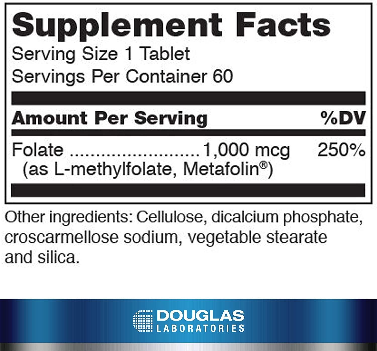 Douglas Laboratories Methyl Folate L-5-MTHF | 1,000 mcg Metafolin ...