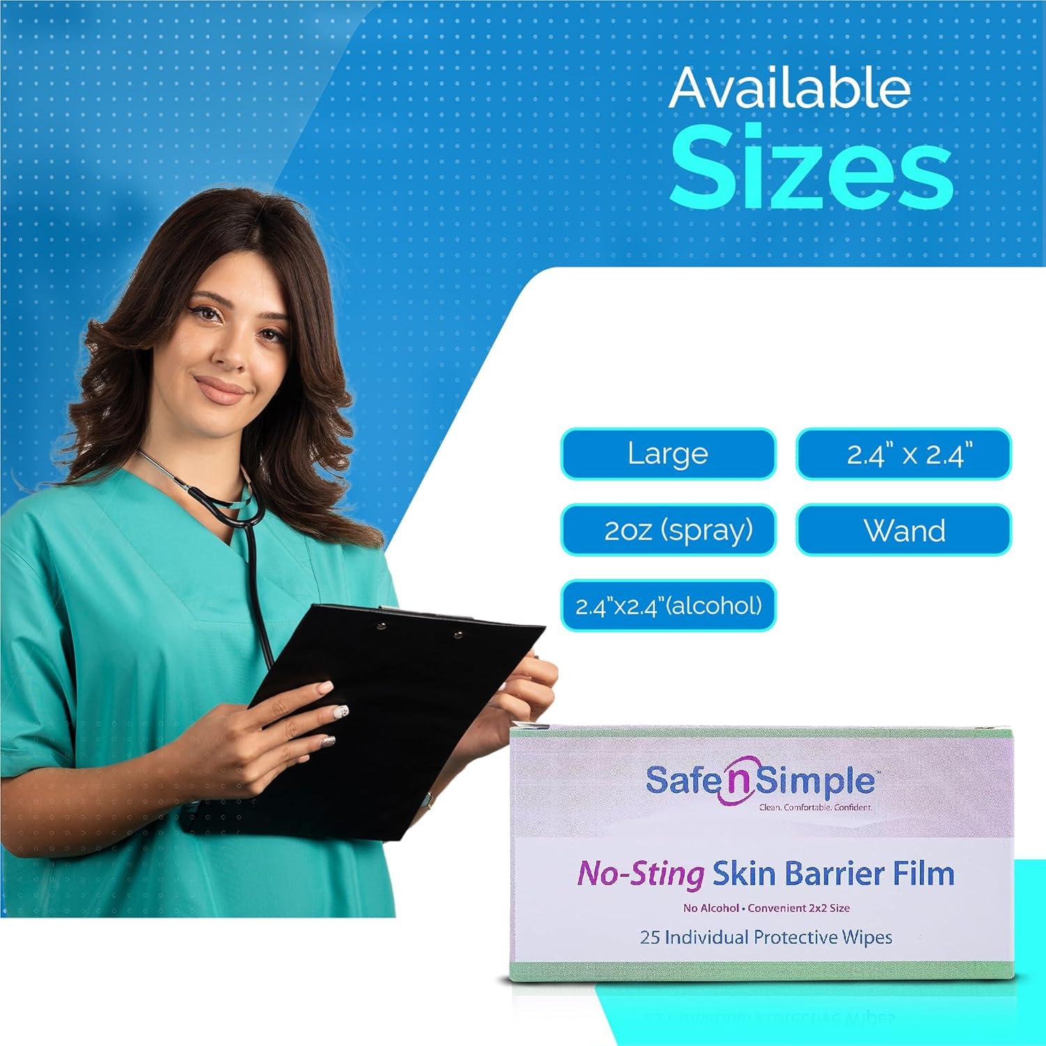 Safe n Simple Skin Barrier Wand - 25 Sterile No Sting Applicators for ...