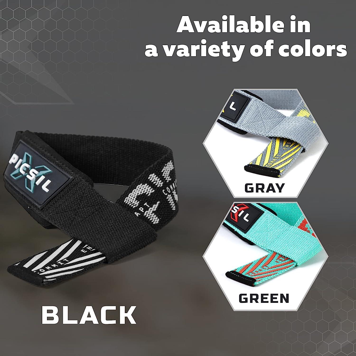 PICSIL Padded Weightlifting Wrist Straps Extended Deadlift Straps for ...