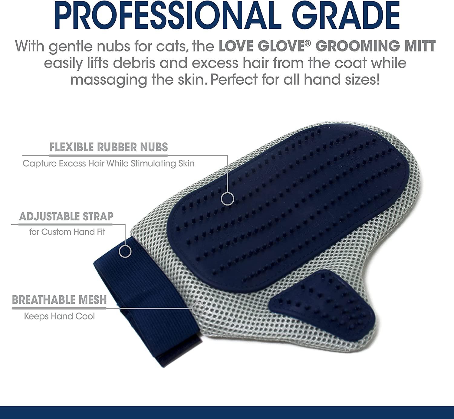 Four Paws Magic Coat Professional Series Love Glove Cat Grooming Mitt - Gentle Pet Hair Removal ...