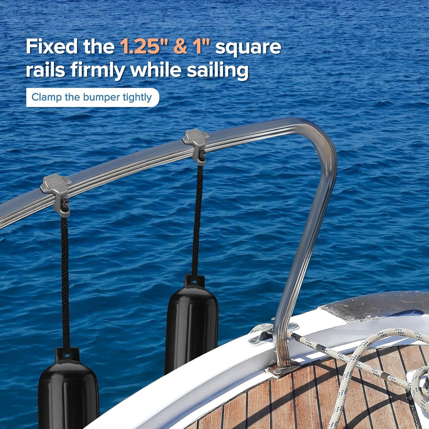 Pontoon Boat Rail Fender Clips - Square Rail Bumper Holder/Cleat Clamp ...