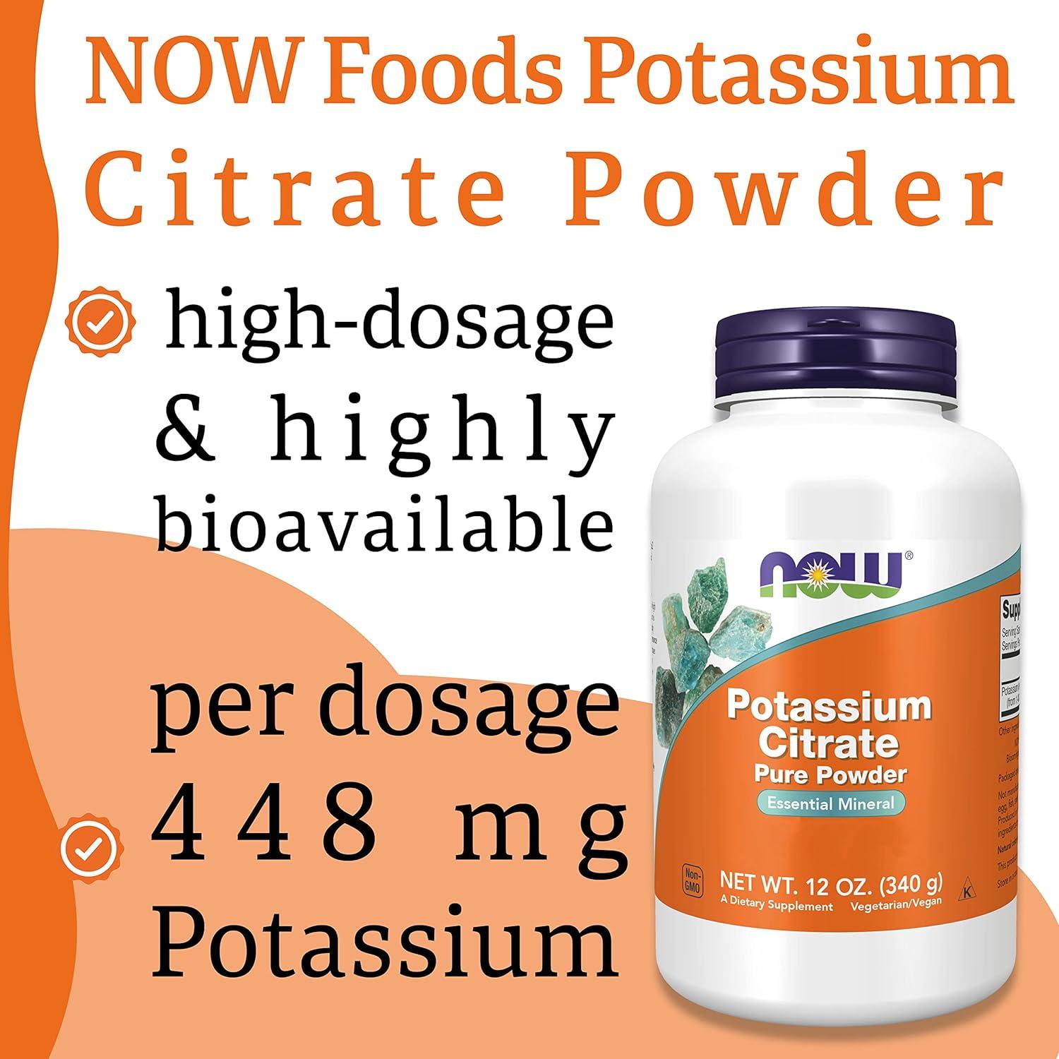 Now Foods Potassium Citrate 340g Vegan Powder - Lab-Tested Minerals ...