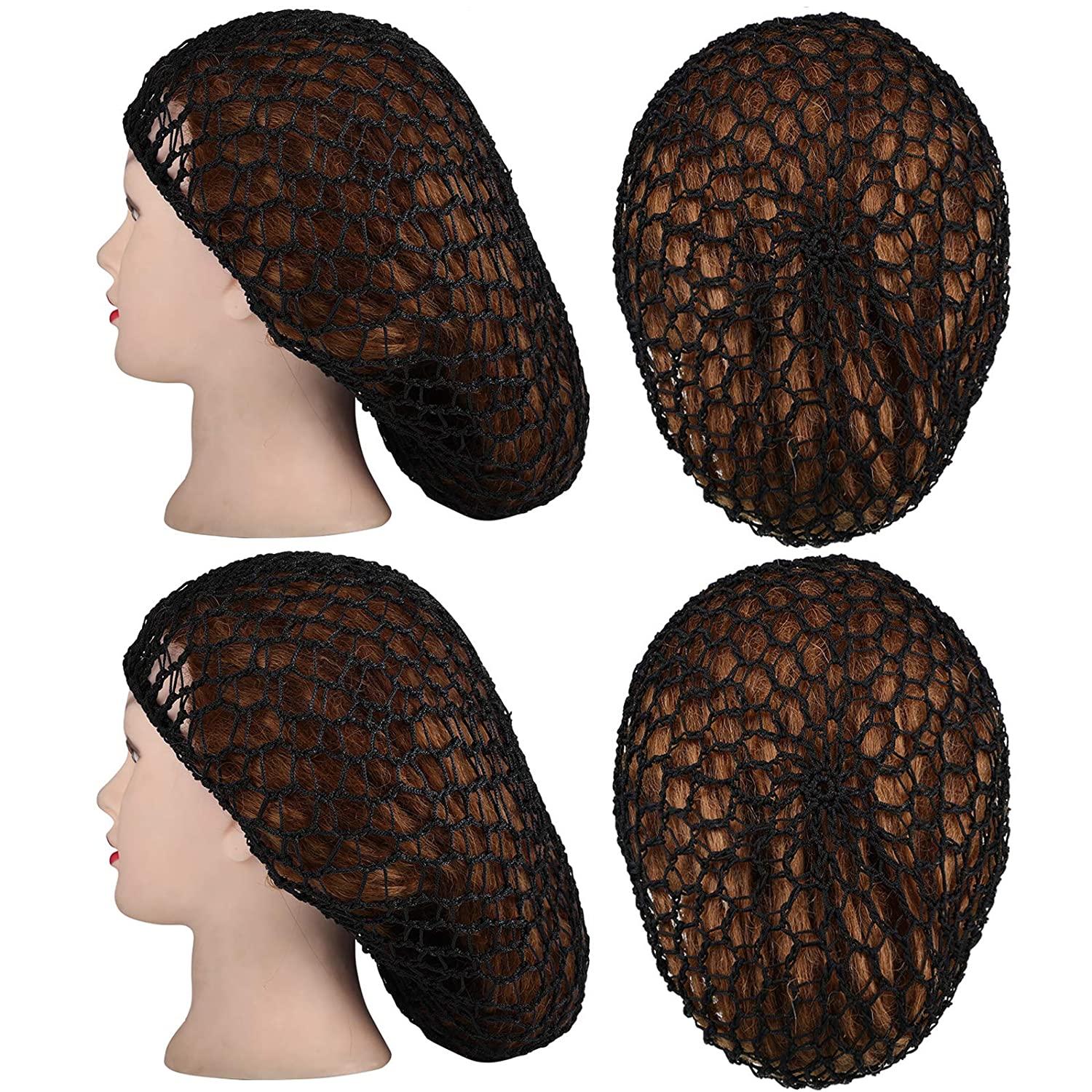 Waydress 2 Pieces Mesh Hair Net Rayon Knit Snood Women Crocheted Sleep ...