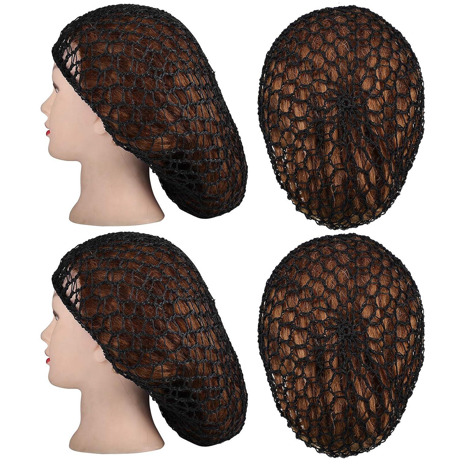 3-Piece Black Mesh Hair Net Set - Rayon Crochet Hair Nets, Knit Snood ...