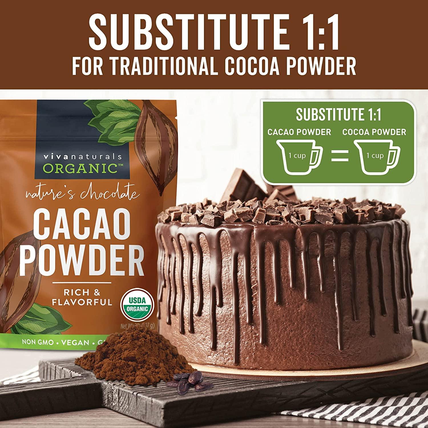 Organic Unsweetened Cacao Powder 907g - Rich Dark Chocolate Flavor for ...