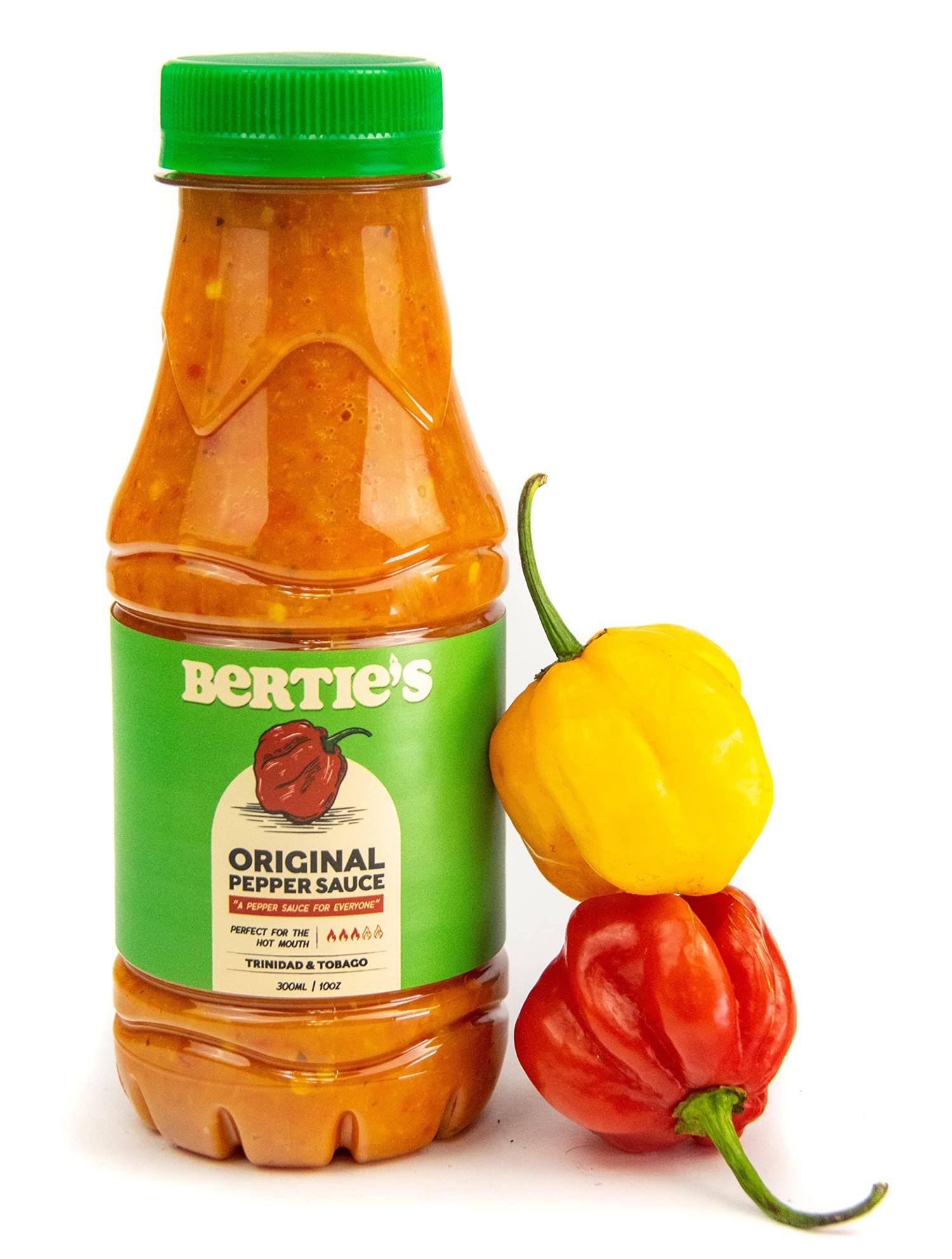 Bertie's Original Pepper Sauce 10 Oz - Spicy Trinidad Moruga Red ...