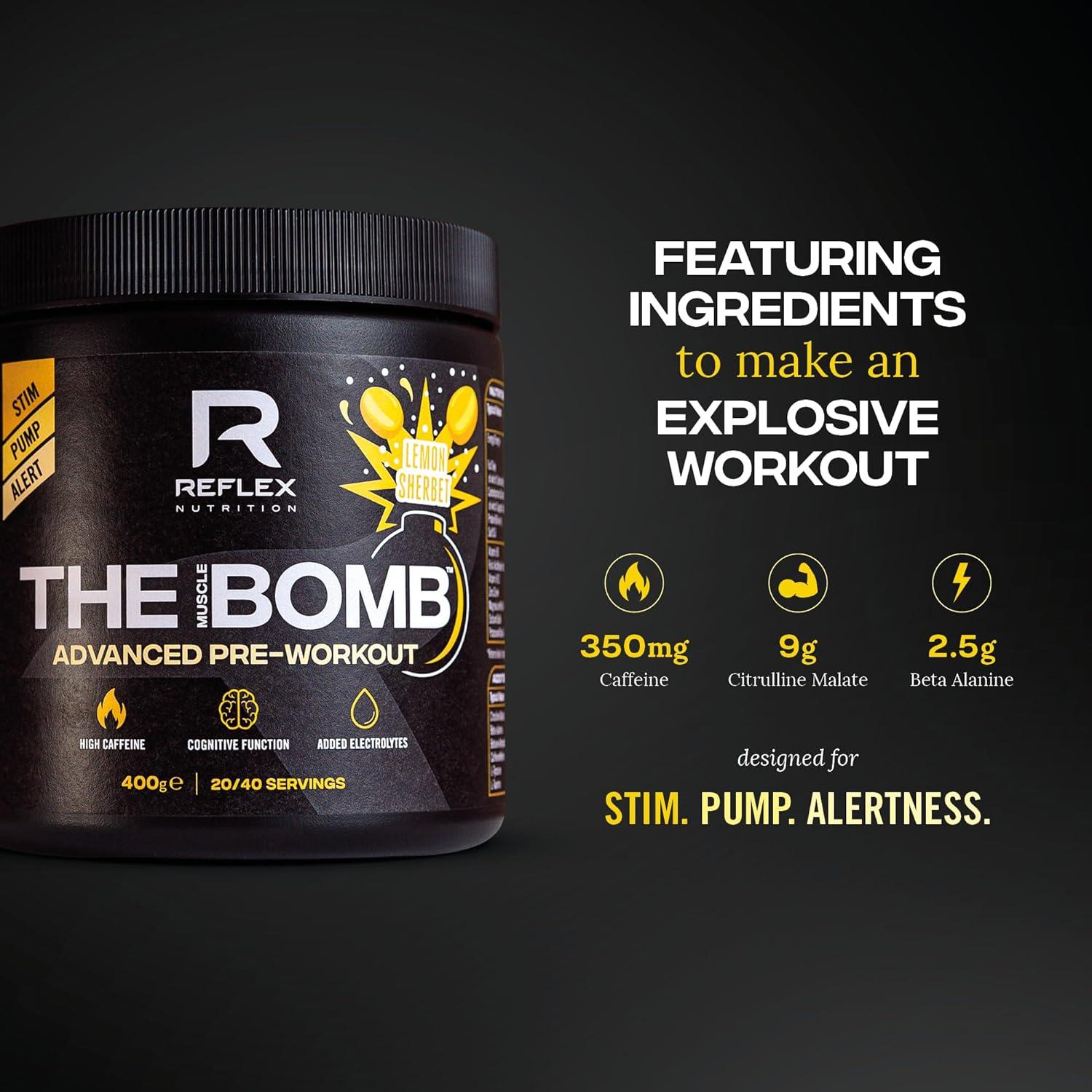 Reflex Nutrition Muscle Bomb Pre Workout - Sherbet Lemon 400g | Buy Now ...