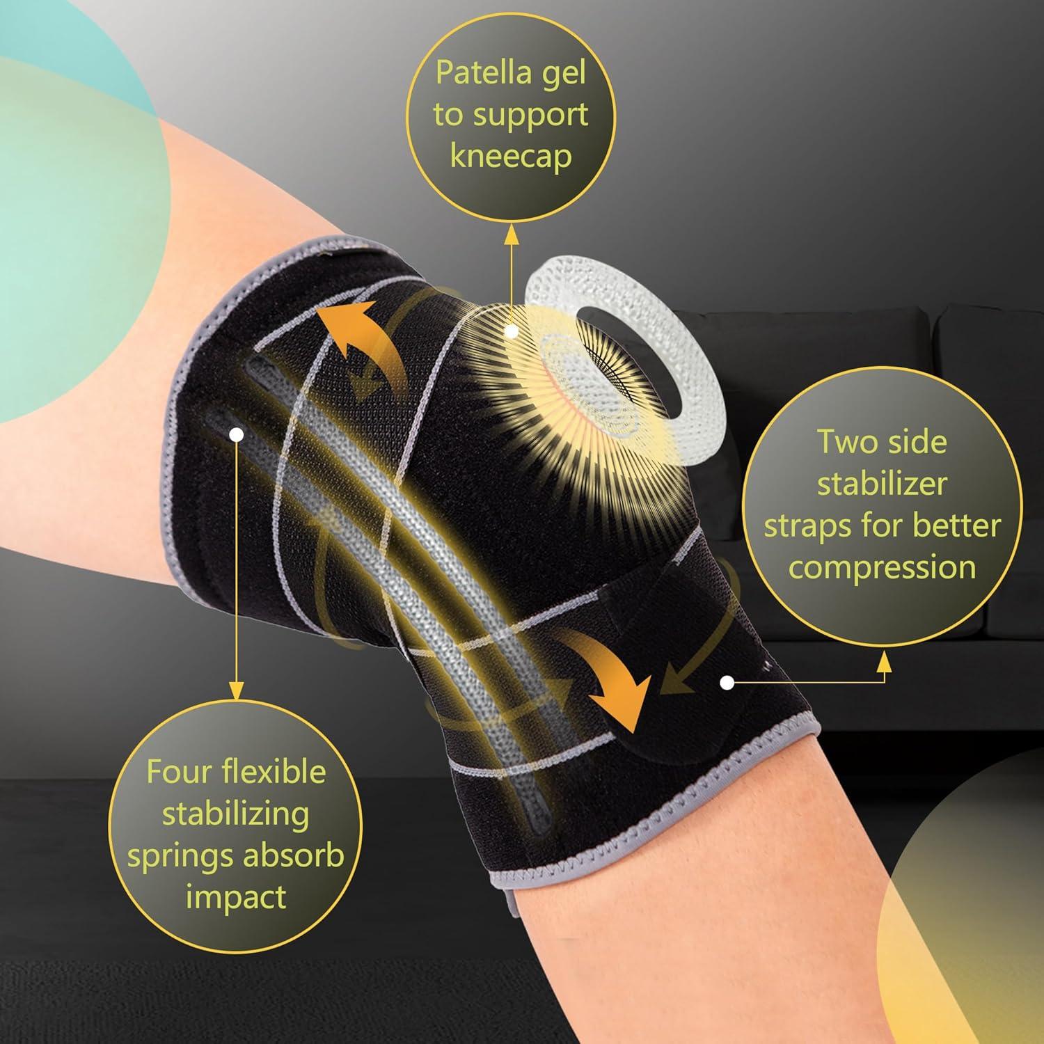 BraceUP Knee Brace with Side Stabilizers & Patella Gel Pads Premium ...