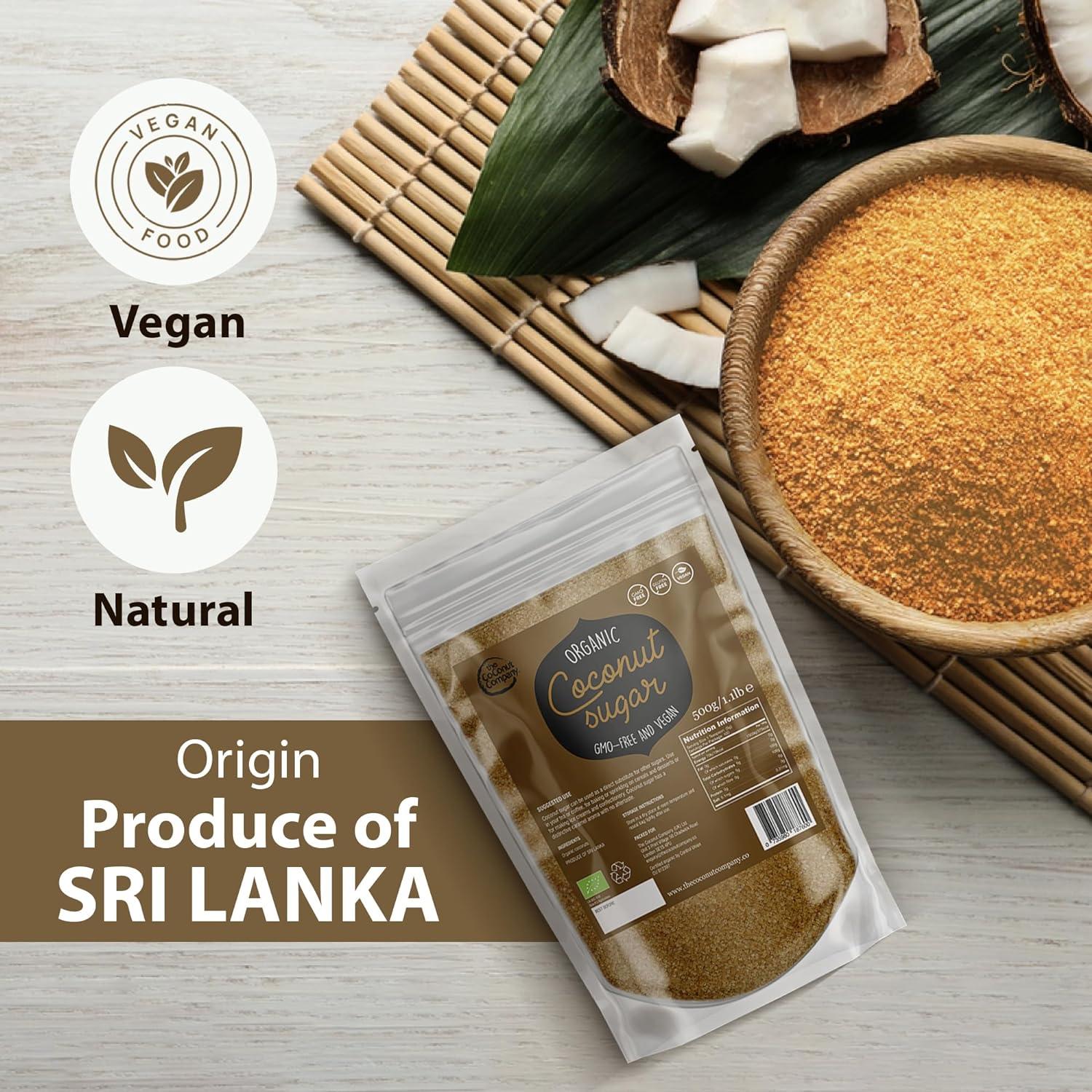 Organic Coconut Sugar - 500g Pack of 2 - Low Glycemic Index 100% Vegan ...
