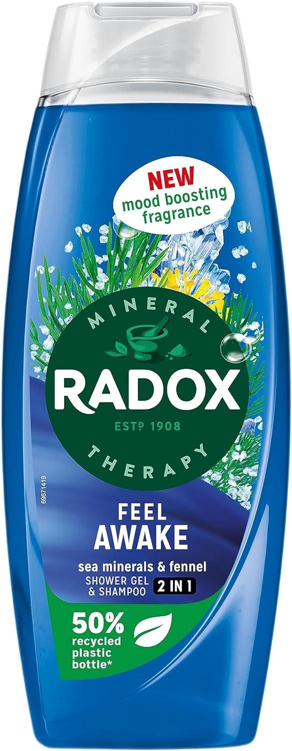Radox Mineral Therapy Feel Awake 2-in-1 body wash & shampoo shower gel ...
