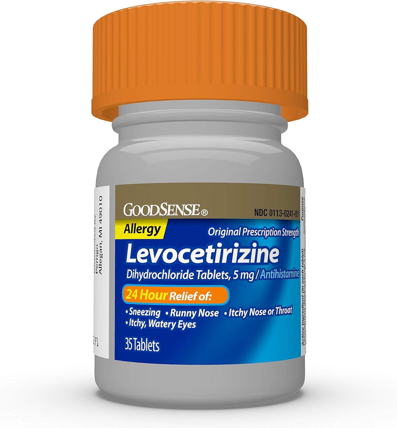 GoodSense Levocetirizine Dihydrochloride Tablets 5 mg Antihistamine All Day Allergy Relief 35 Count