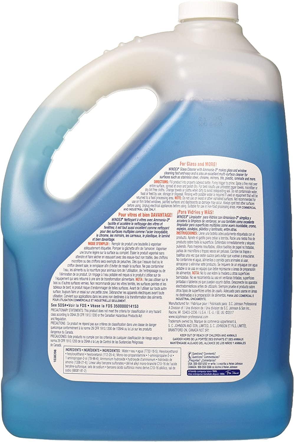 Windex Unscented Glass Cleaner - 1 Gallon | Streak-Free Shine | Blue ...