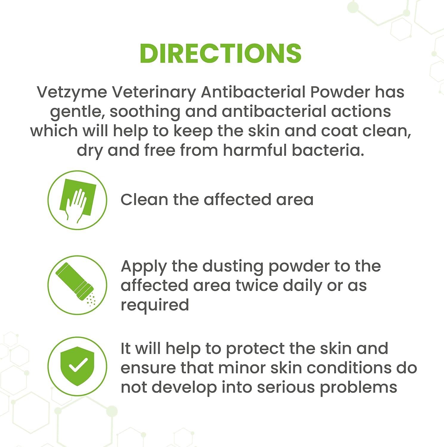 Vetzyme Veterinary Antibacterial Powder for Dogs Cats and Small Pets ...