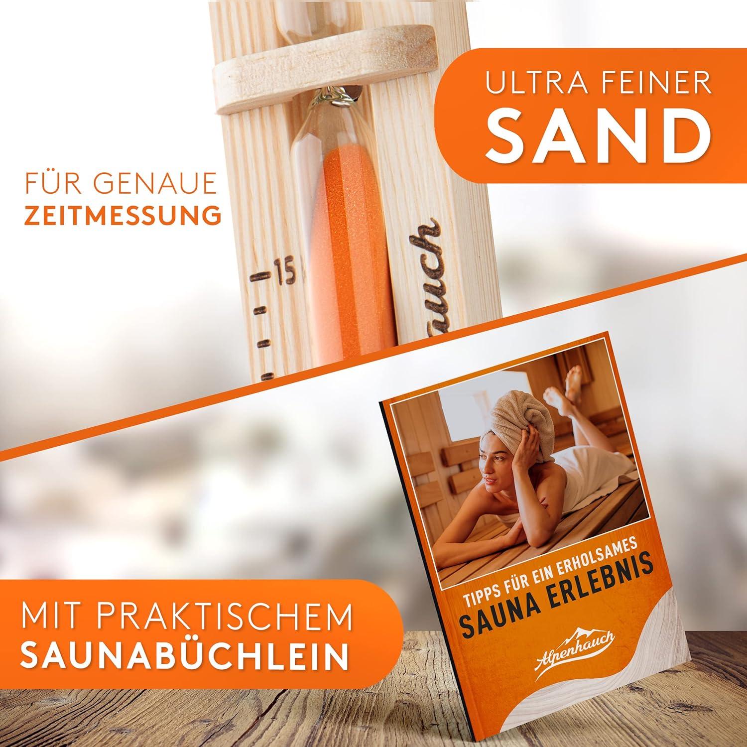 Alpine Breath Sauna Hourglass | 15-Minute Natural Wood Timer | Ultra ...