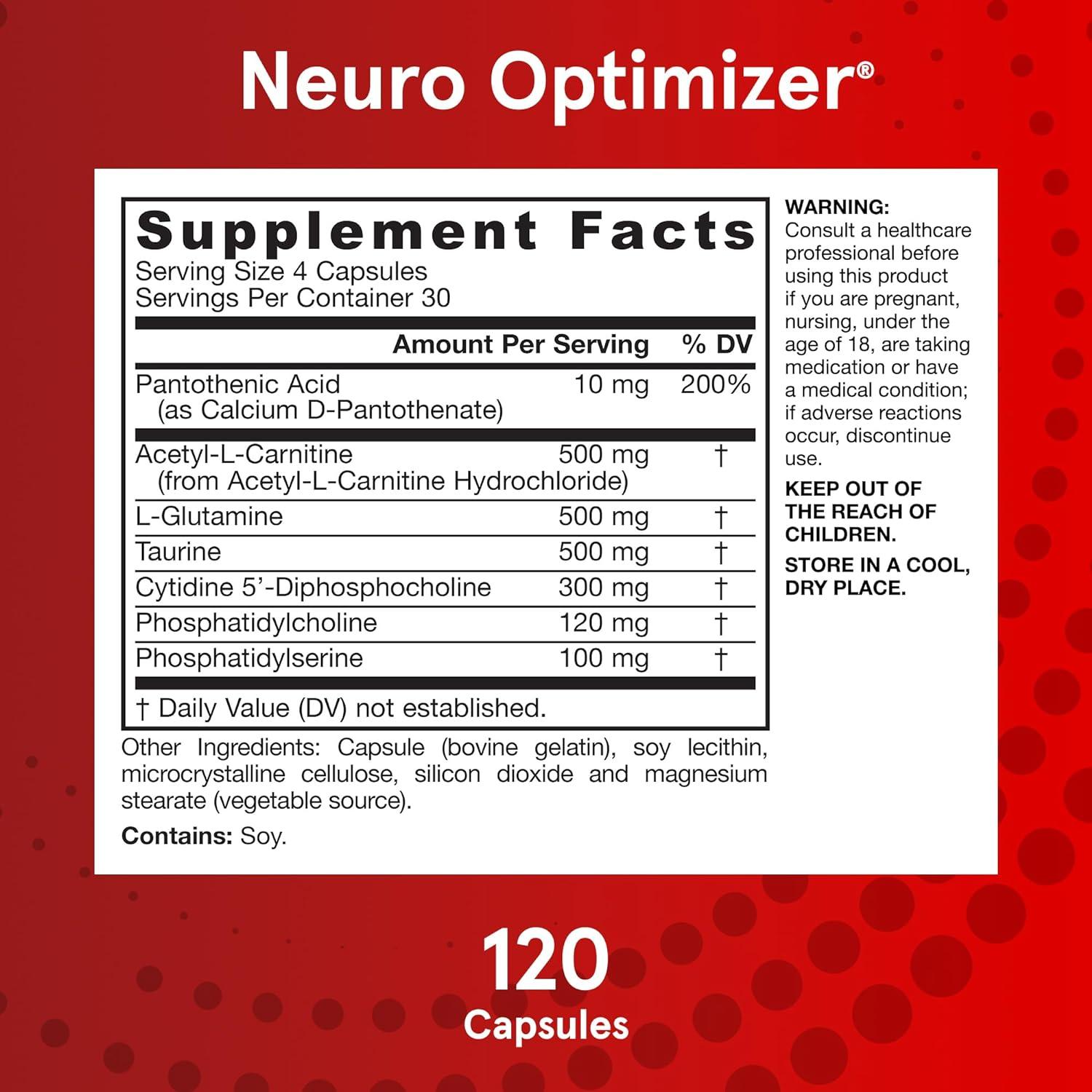 Jarrow Formulas Neuro Optimizer - 120 Capsules for Cognitive Support ...