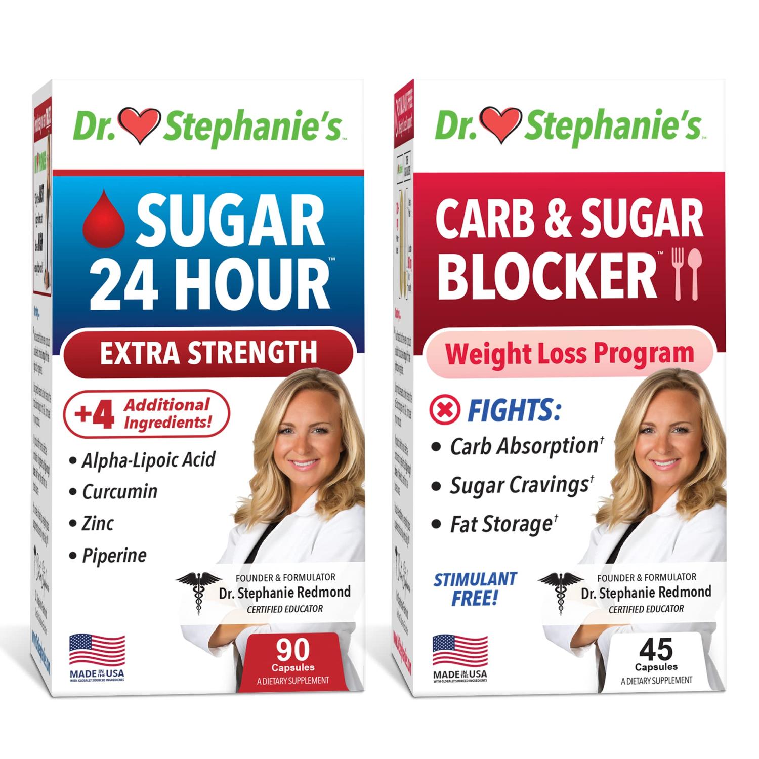 Dr. Stephanie's 24 Hour Extra Strength Support + Carb & Sugar Blocker ...