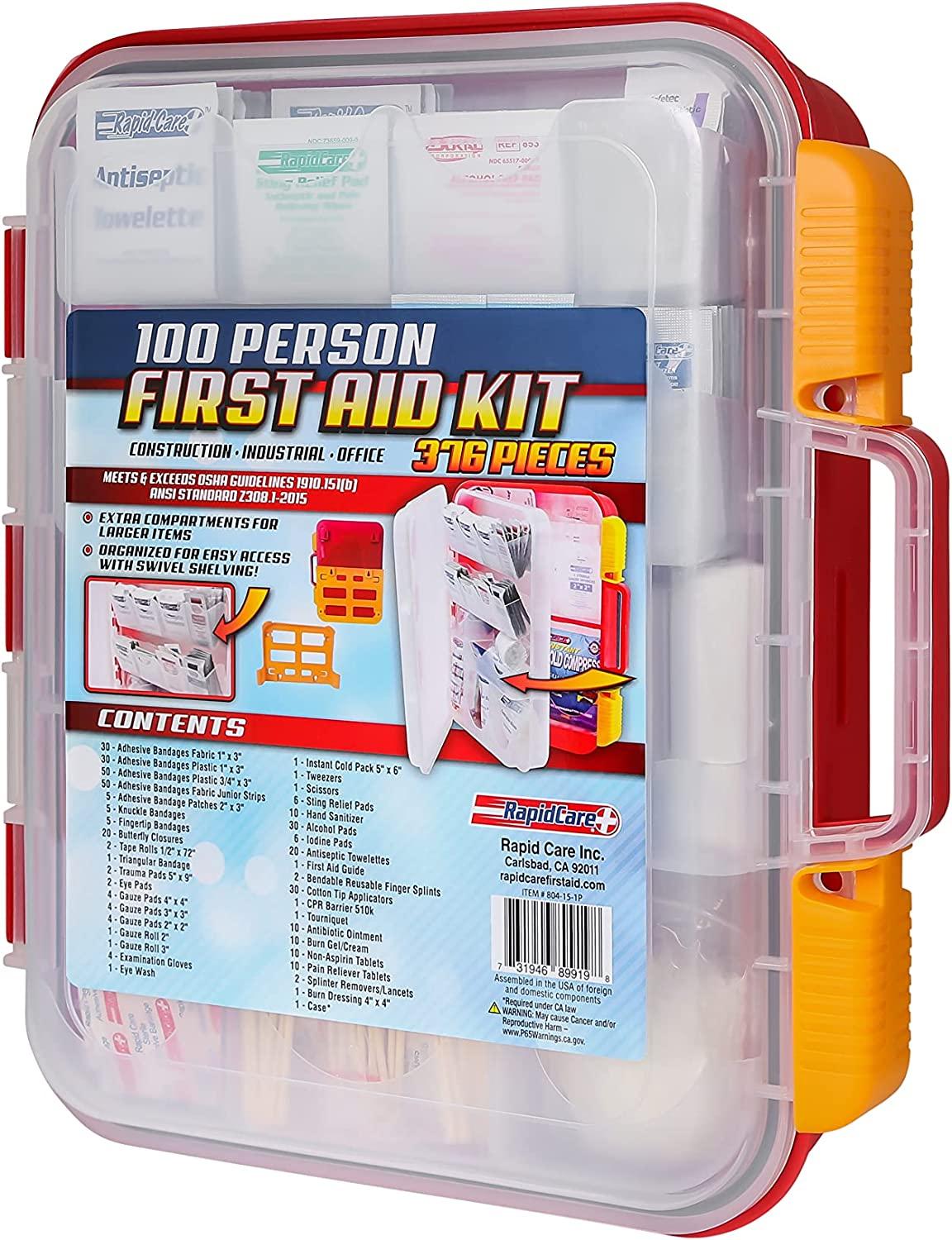 Rapid Care First Aid 804-15-12 100 Person 376 Piece Emergency First Aid ...