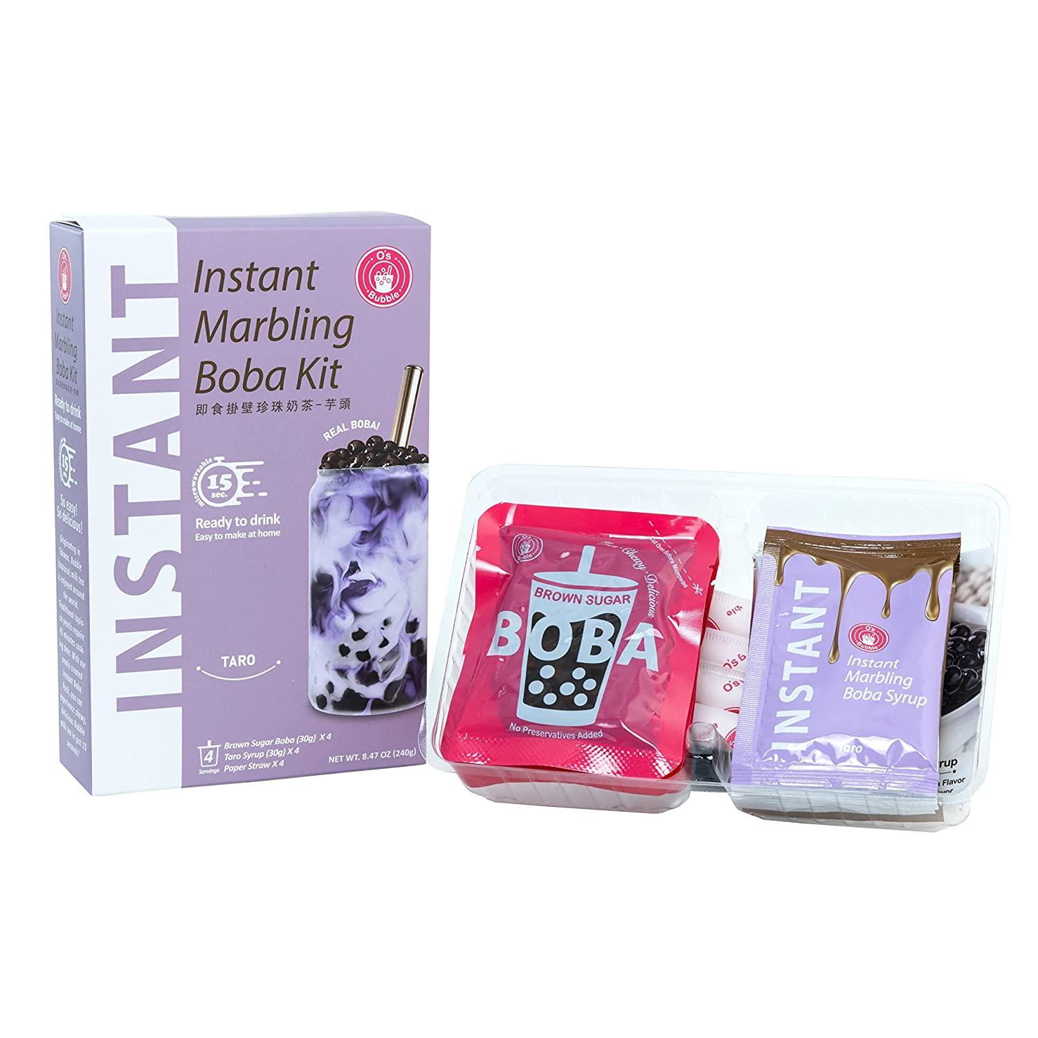 O's Bubble Instant Boba Kit | Marbling Boba Tea Kit with Tapioca Pearl & Syrup | Vegan & Gluten ...